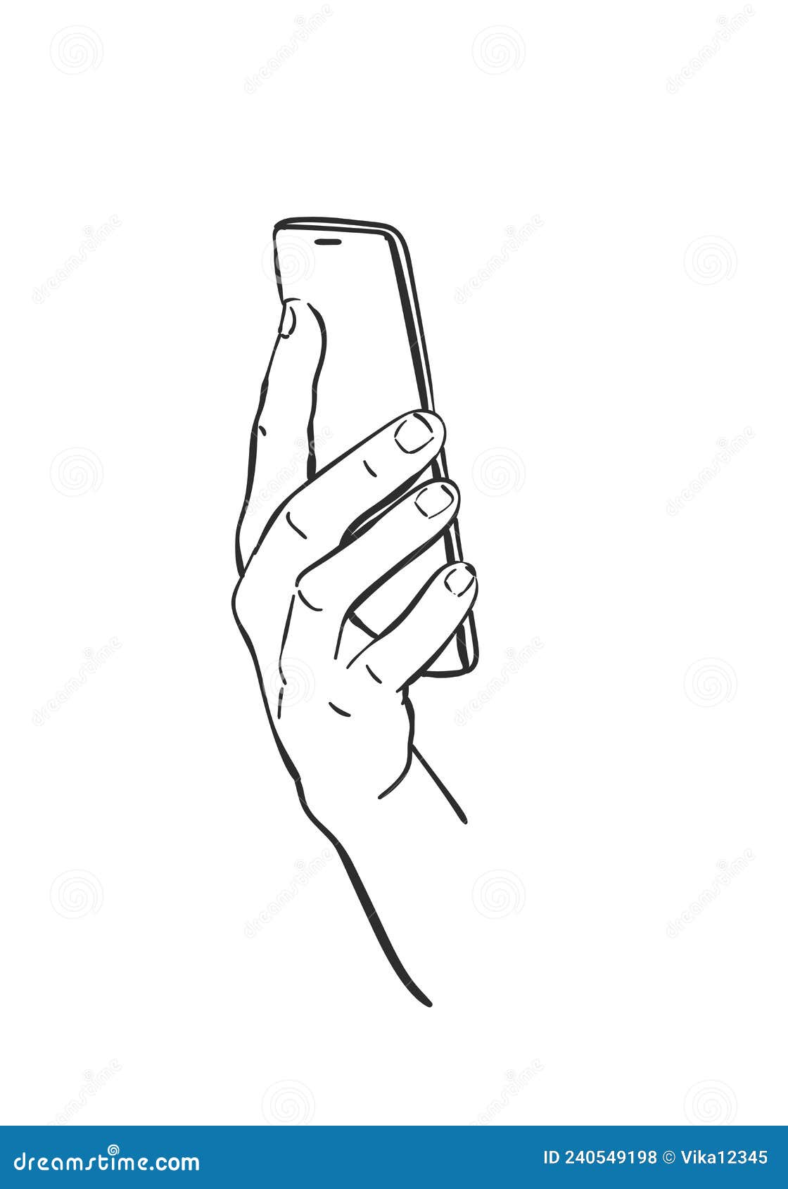 Vector Sketch of Hand Holding Smartphone, Hand Drawn Illustration ...
