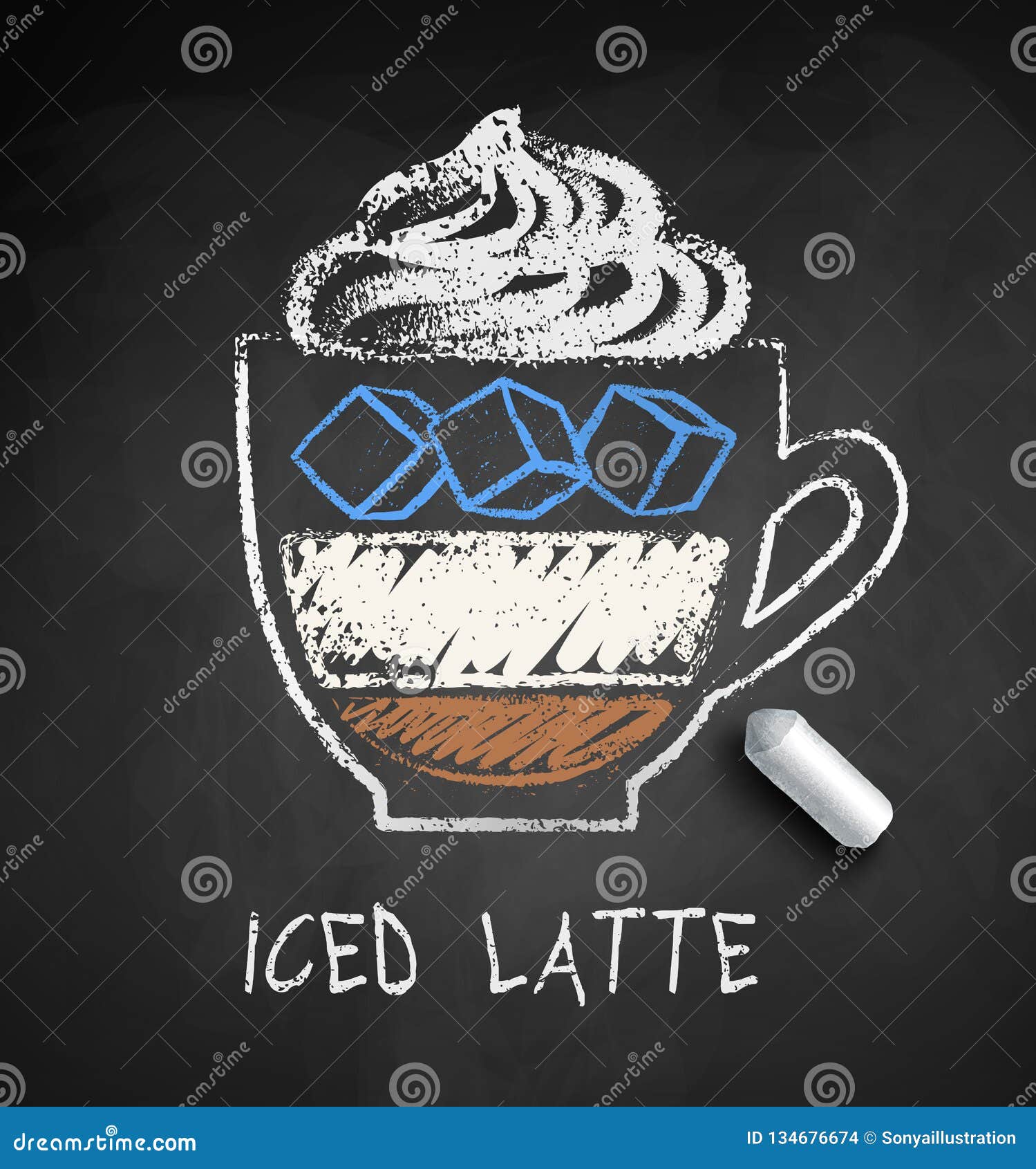 Vector Sketch of Iced Latte Coffee Stock Vector - Illustration of ...