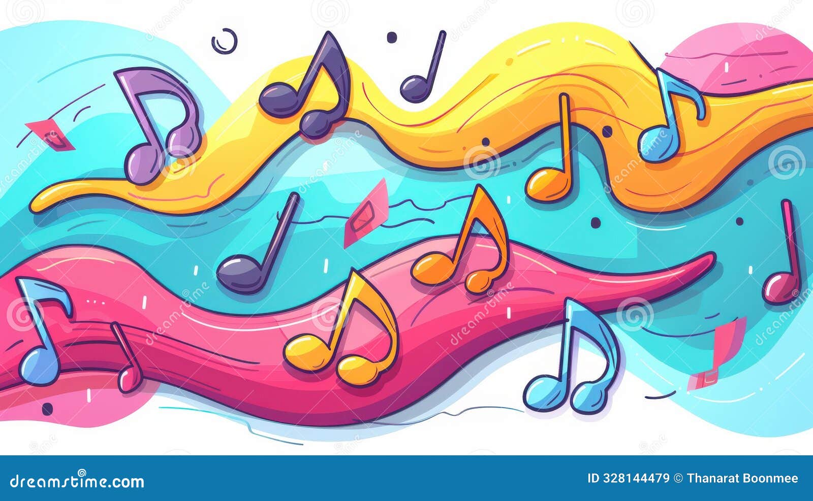 Vector Sketch Illustration of Continuous Music Notes Forming an ...