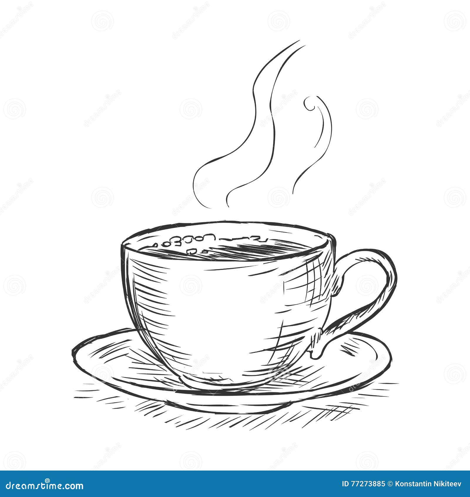 Vector Sketch Illustration - Cup of Coffee Stock Vector - Illustration ...