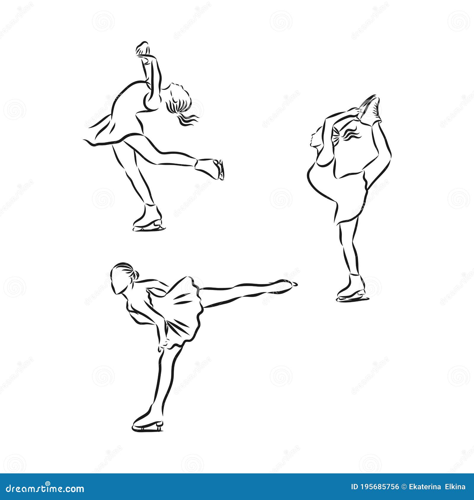 Vector Sketch Illustration Figure Skating , Ice Dance, Figure Skating ...