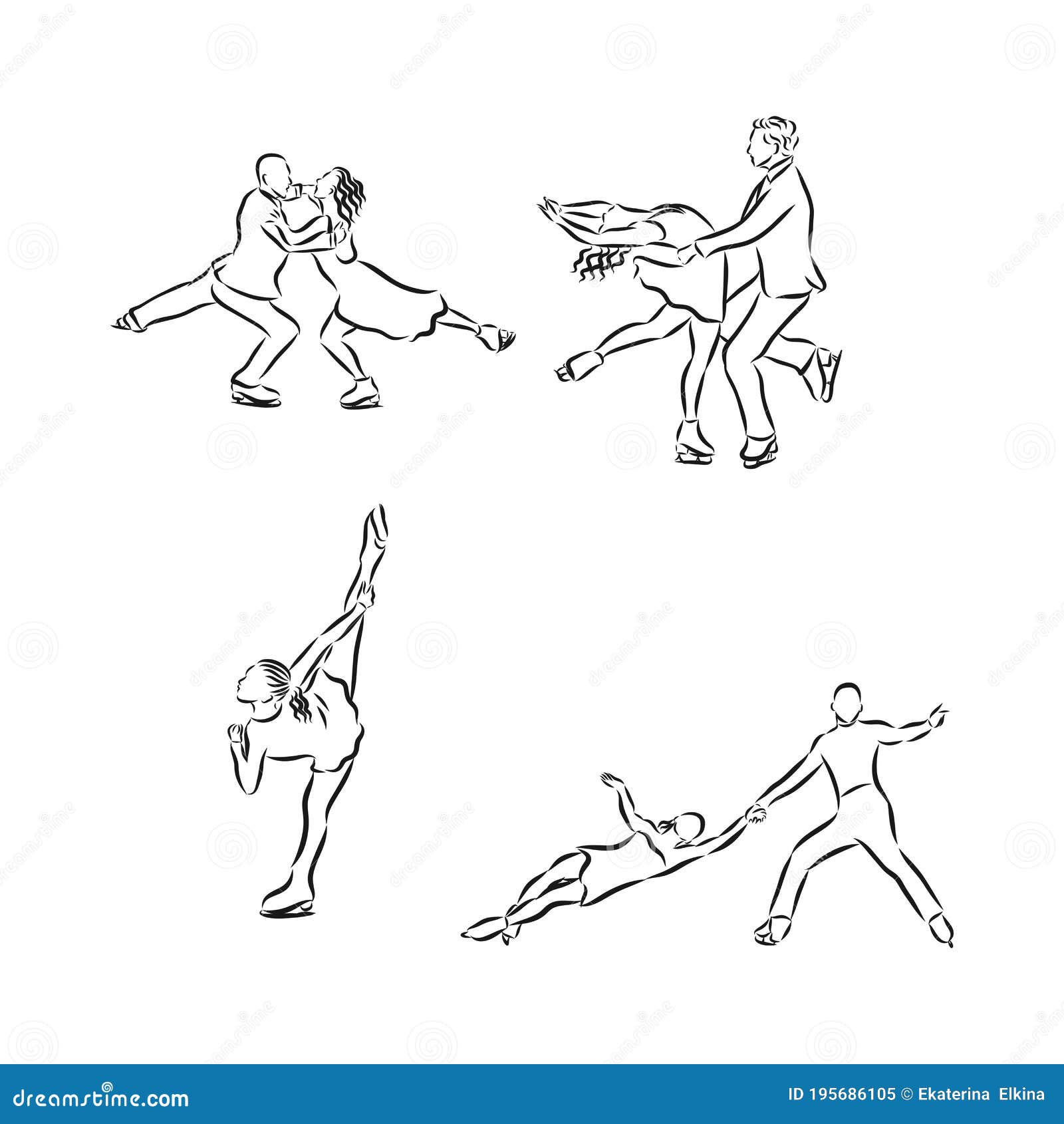 Vector Sketch Illustration Figure Skating , Ice Dance, Figure Skating ...