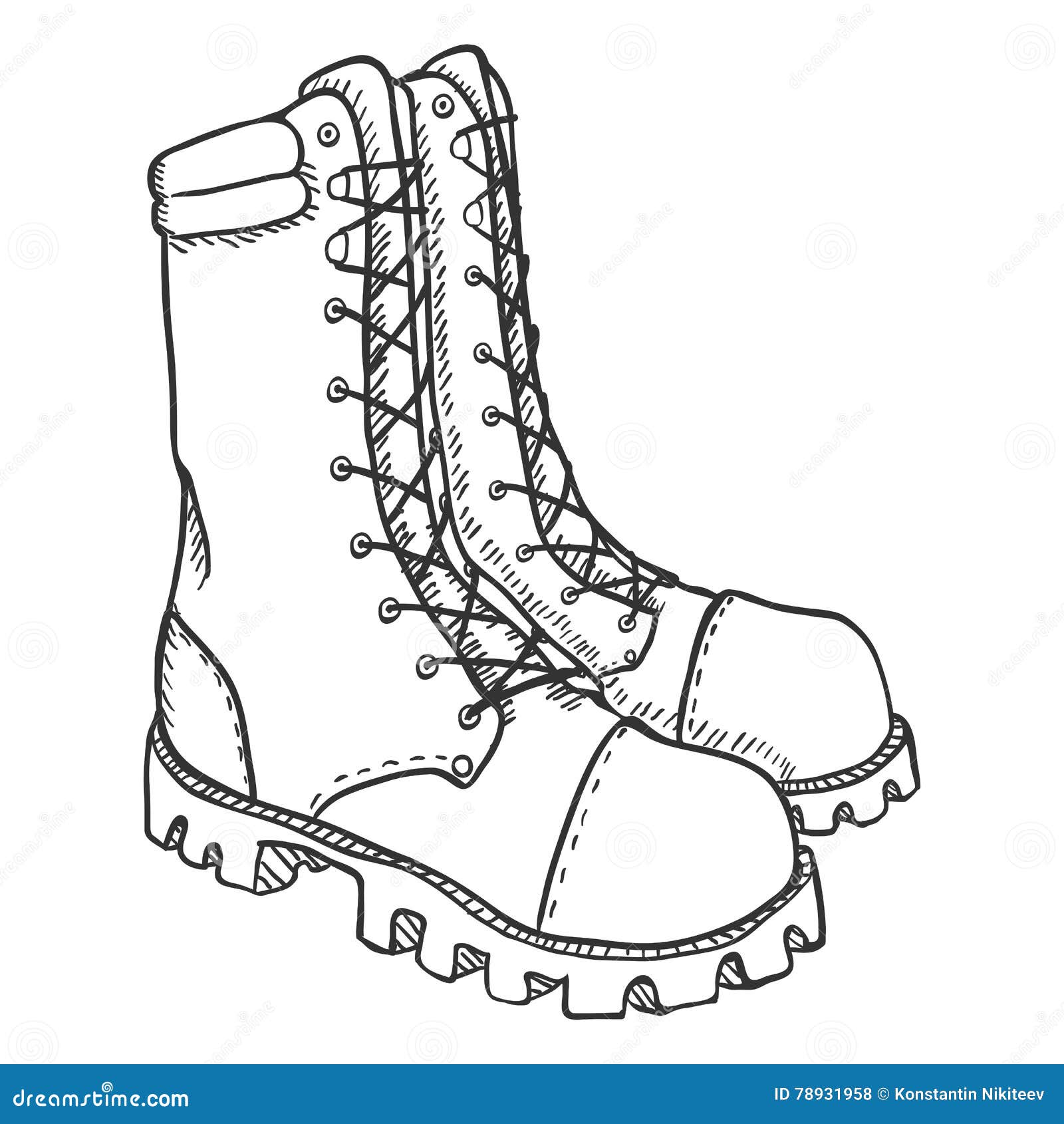 Vector Sketch Illustration - High Leather Army Boots Stock Vector ...