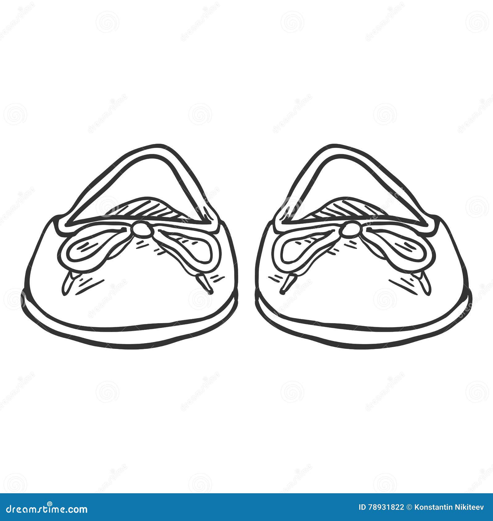 Vector Sketch Illustration - Pair of Women Ballet Flats. Front View ...