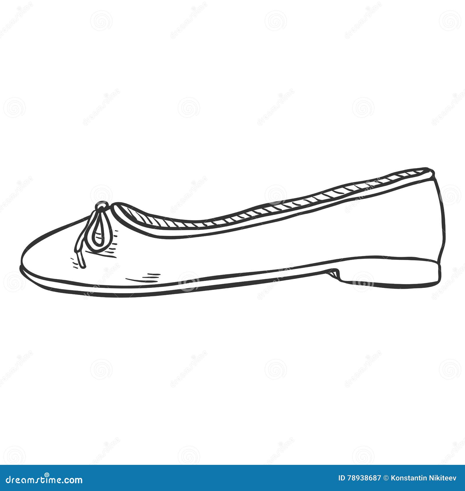 Vector Sketch Illustration - Pair of Women Ballet Flats. Side View ...