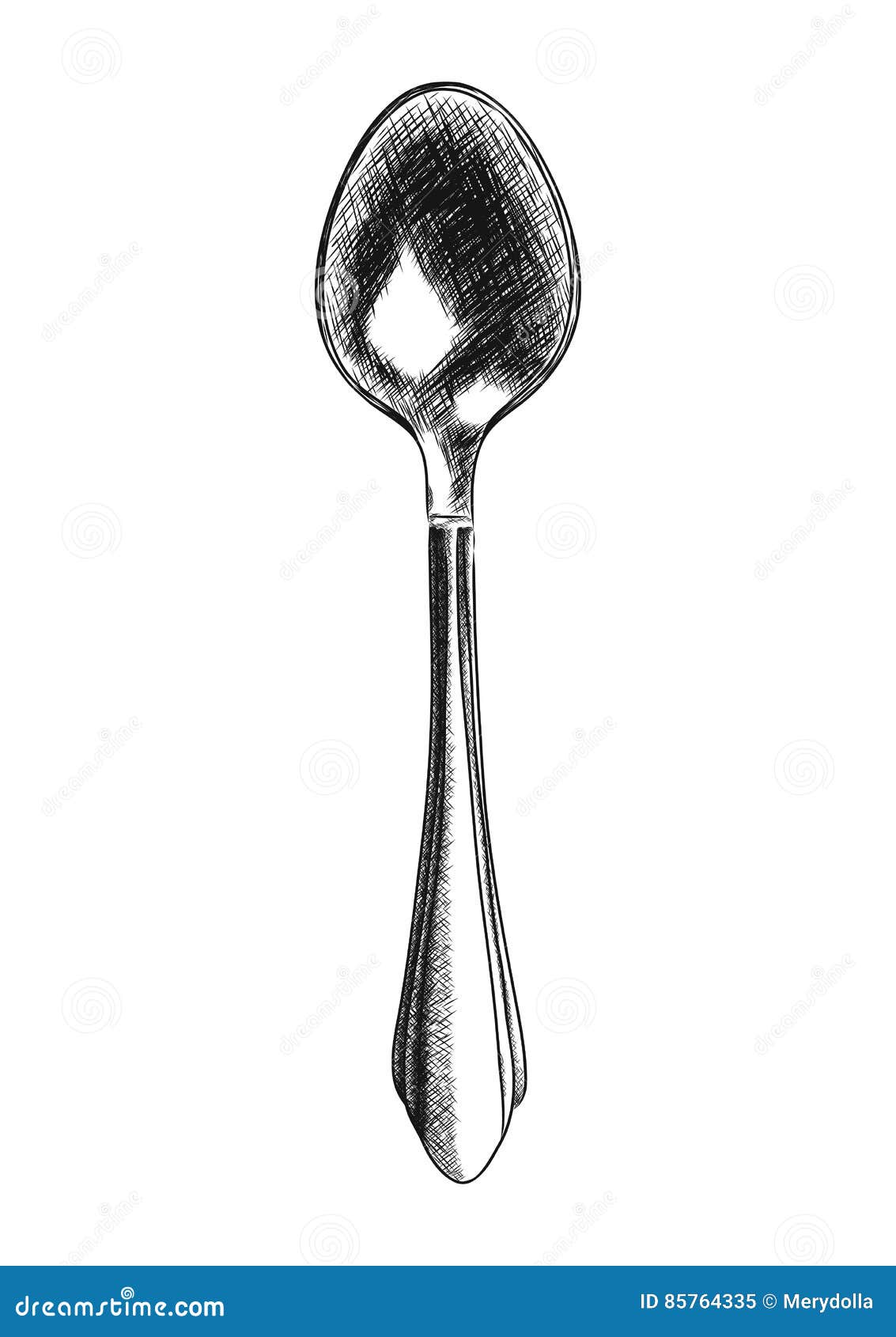 Vector Sketch Illustration of Silver Spoon Stock Vector - Illustration ...