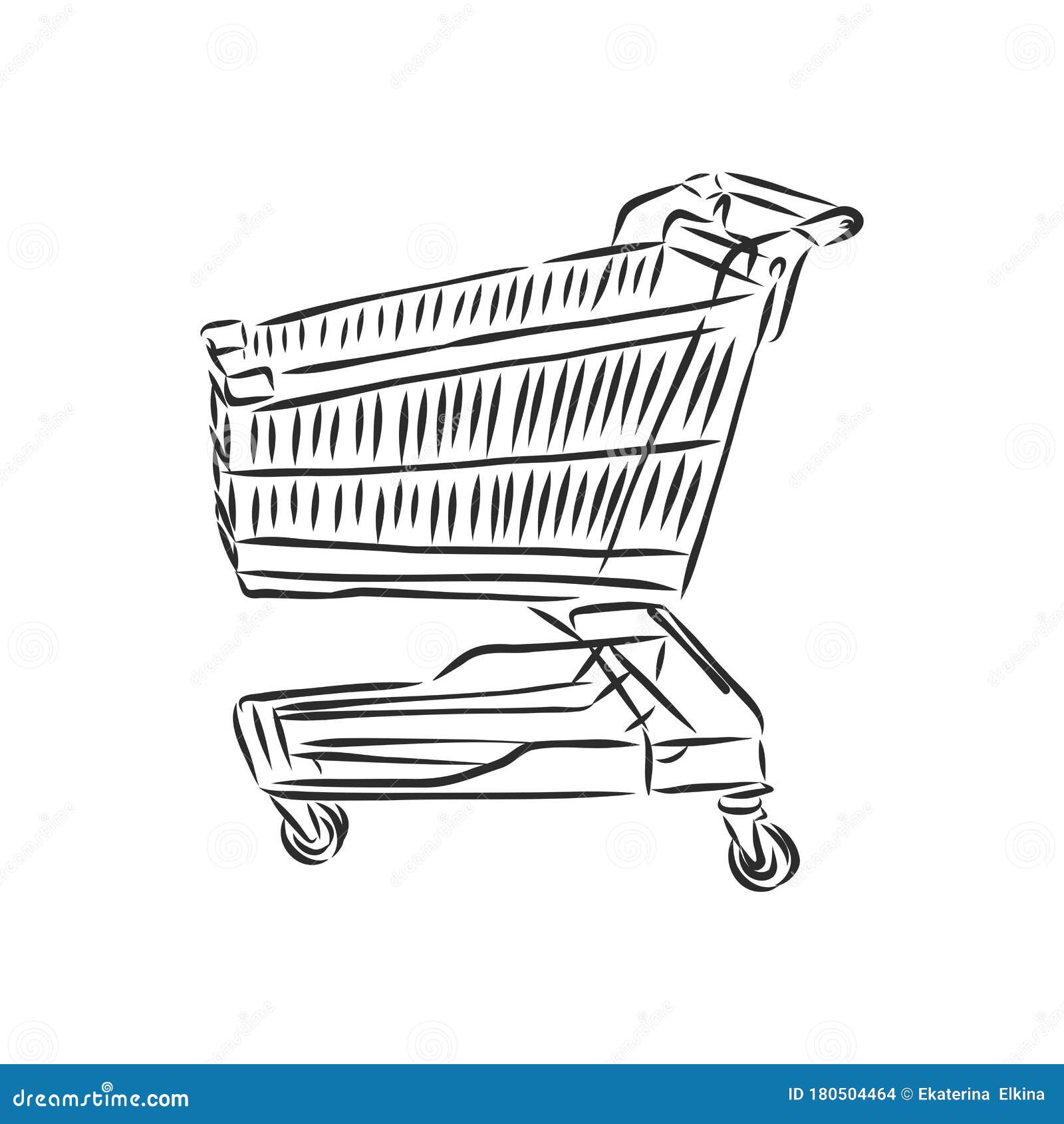 Vector Sketch Illustration - Trolley for Shopping, Shopping Cart Vector ...