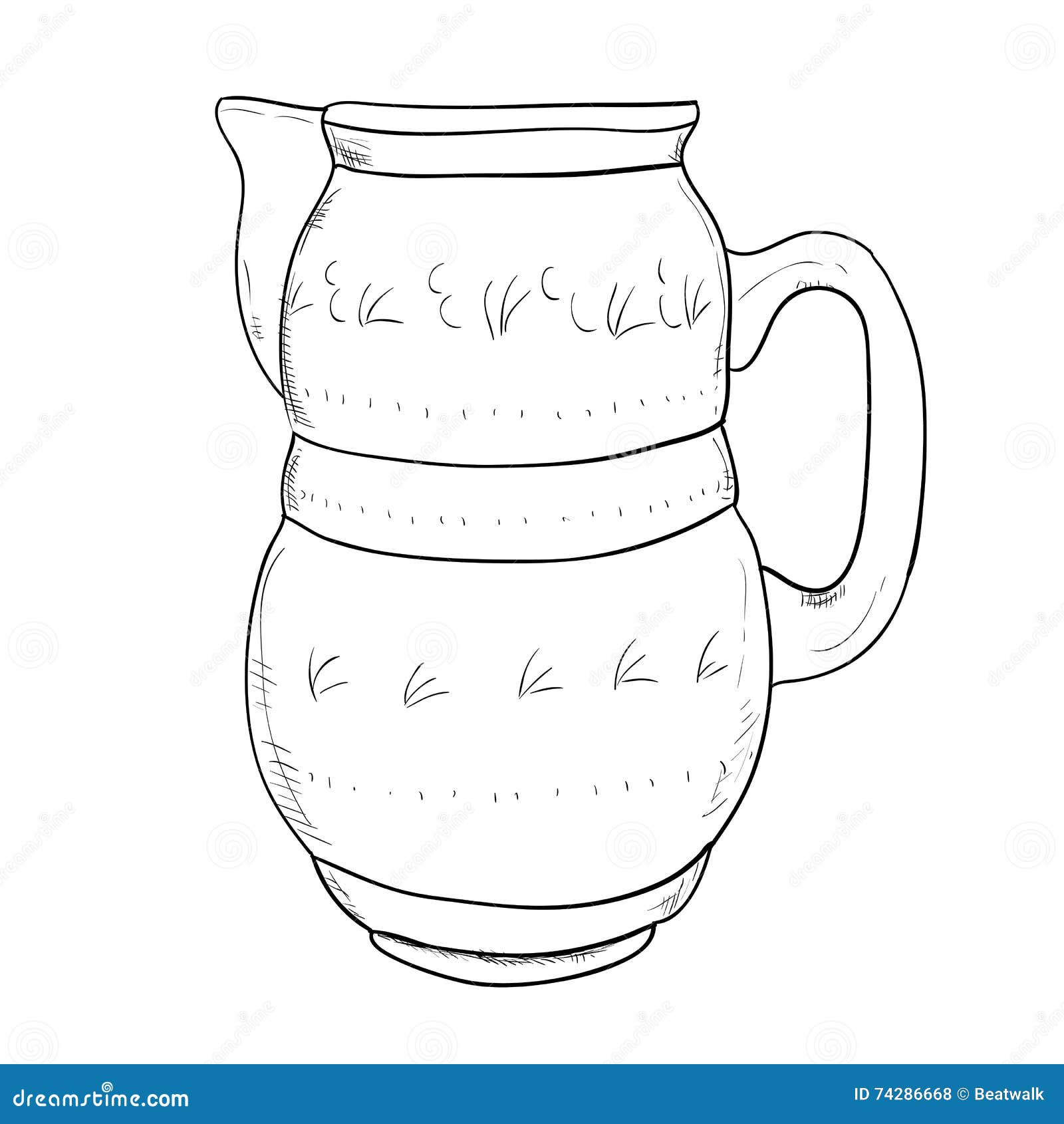 Vector sketch of jug stock vector. Illustration of drawing - 74286668