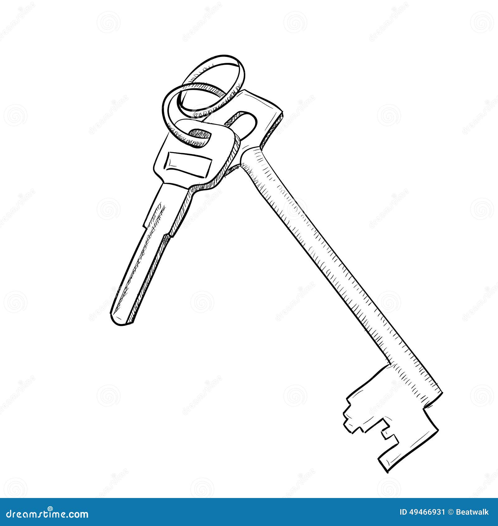 Vector sketch of keys stock vector. Illustration of open - 49466931