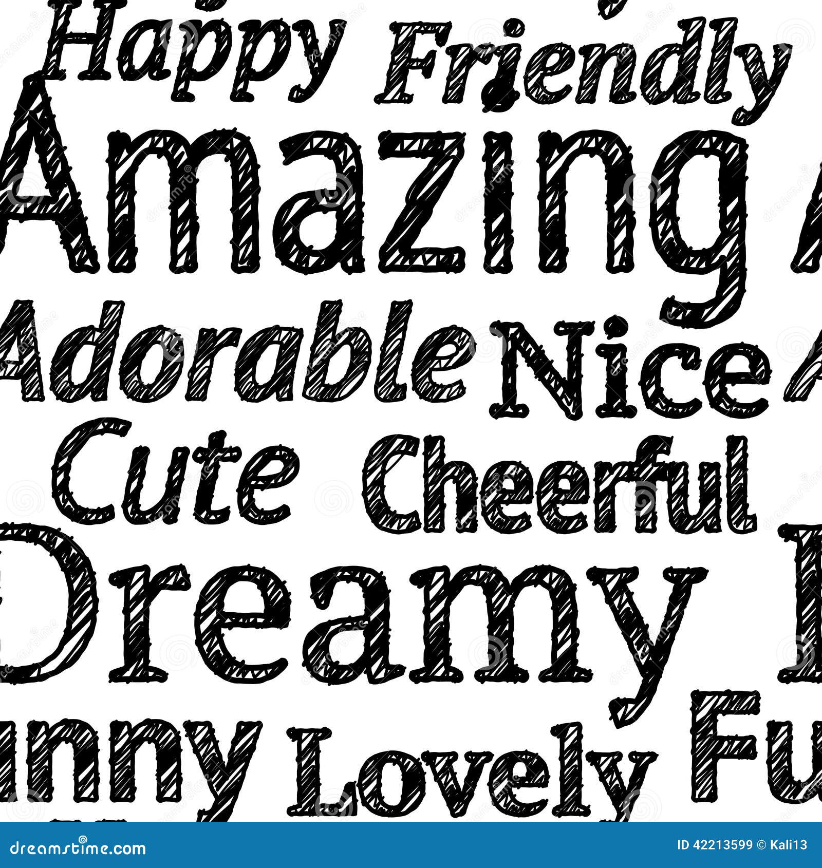 Vector Sketch Letters, Words Seamless Pattern Stock Vector ...