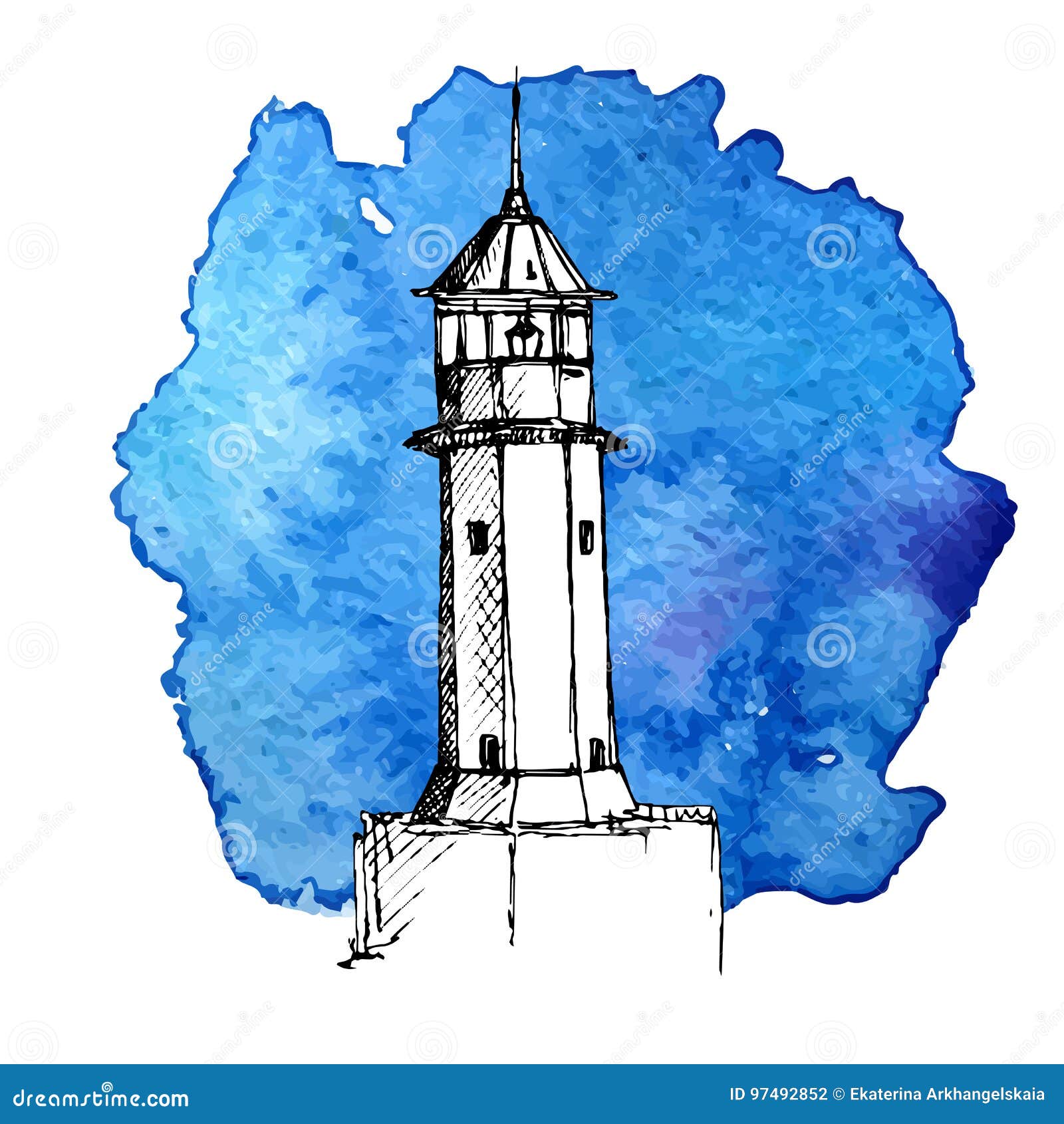 Vector Sketch of Lighthouse Stock Vector - Illustration of design ...