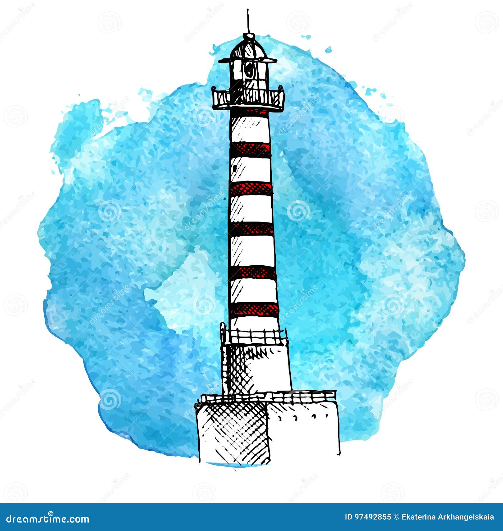 Vector Sketch of Lighthouse Stock Vector - Illustration of navigation ...