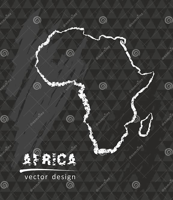 Africa Map Vector Pen Drawing On Black Background Stock Vector