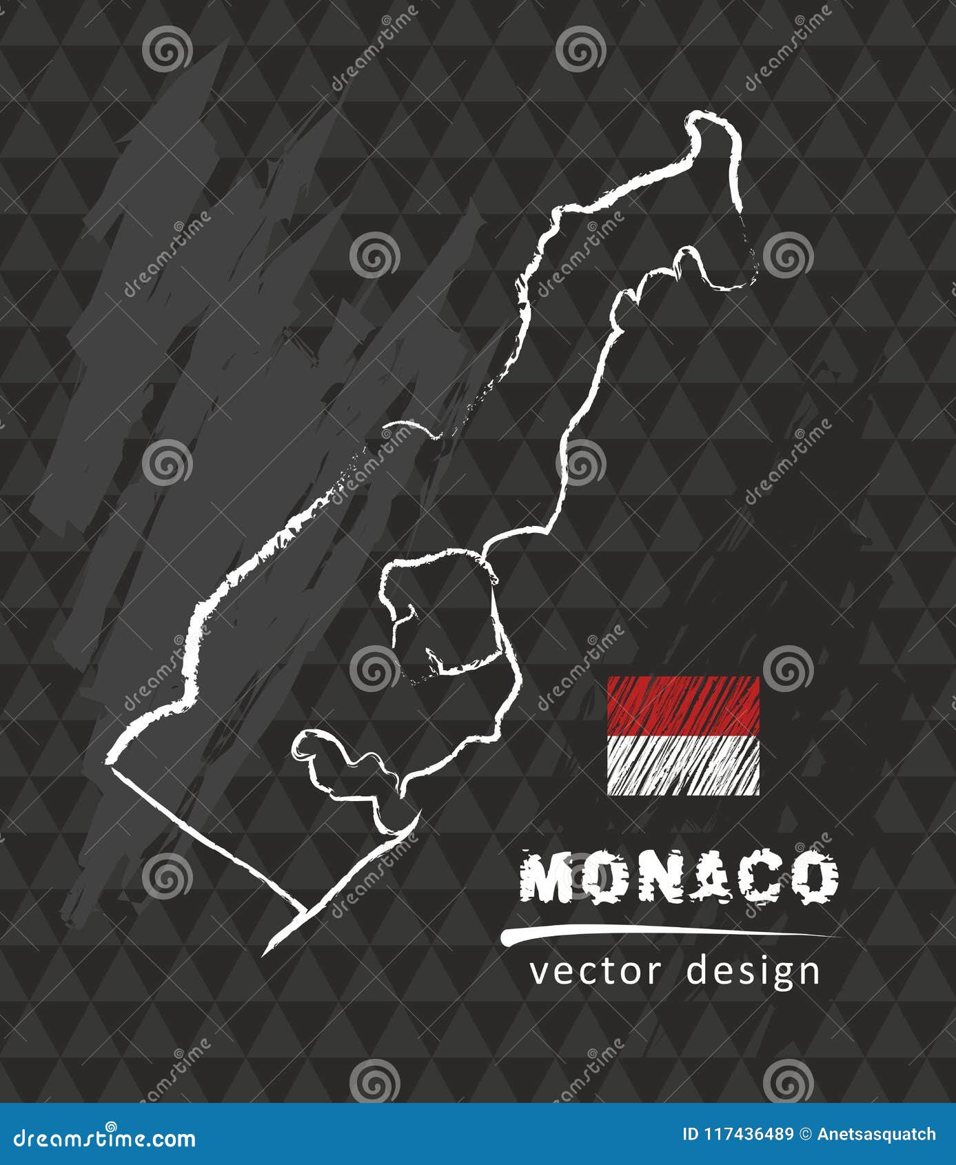 Monaco Map, Vector Drawing on Blackboard Stock Vector - Illustration of ...