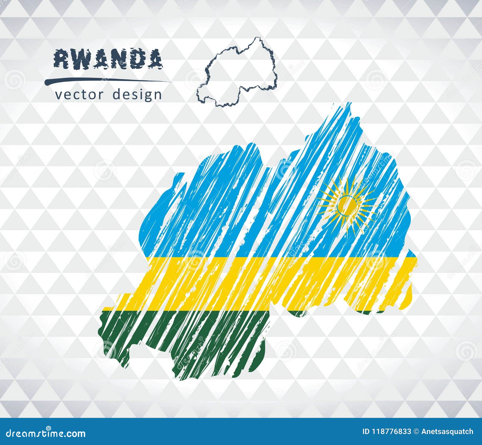 Map of Rwanda with Hand Drawn Sketch Pen Map Inside. Vector ...