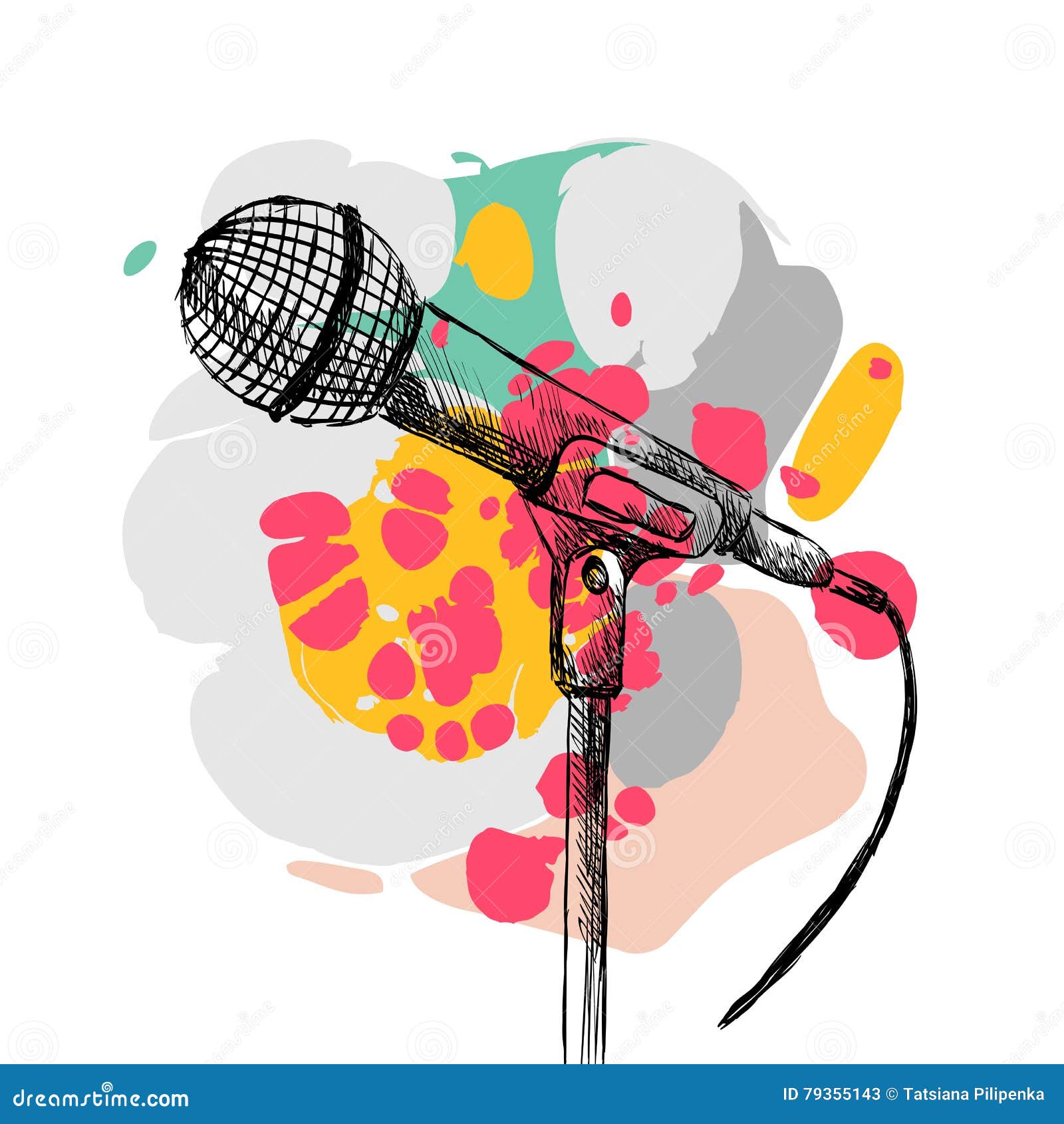 Vector Sketch microphone. stock vector. Illustration of graphic - 79355143