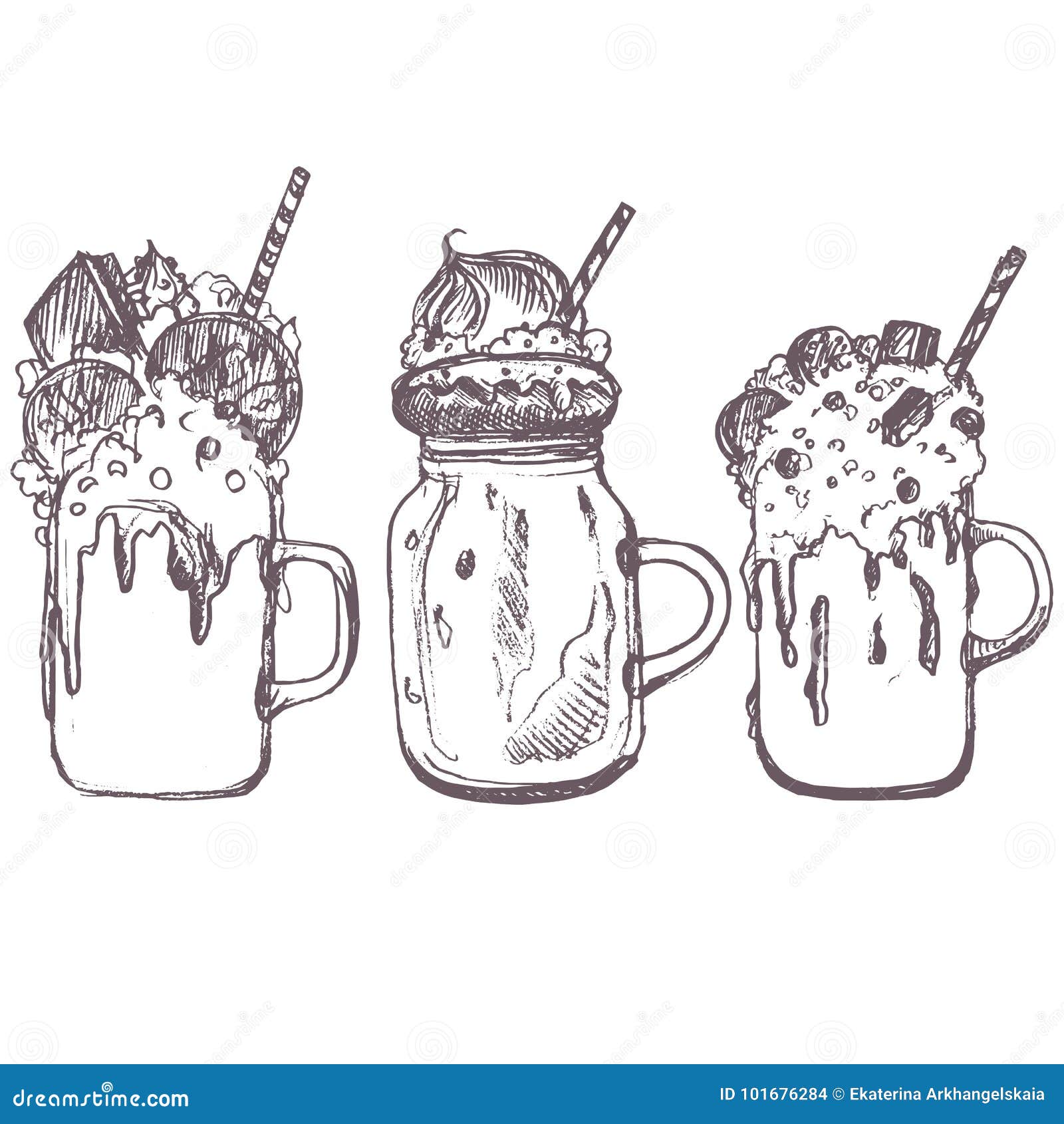 Vector Sketch of Milkshakes Stock Vector - Illustration of delicious ...