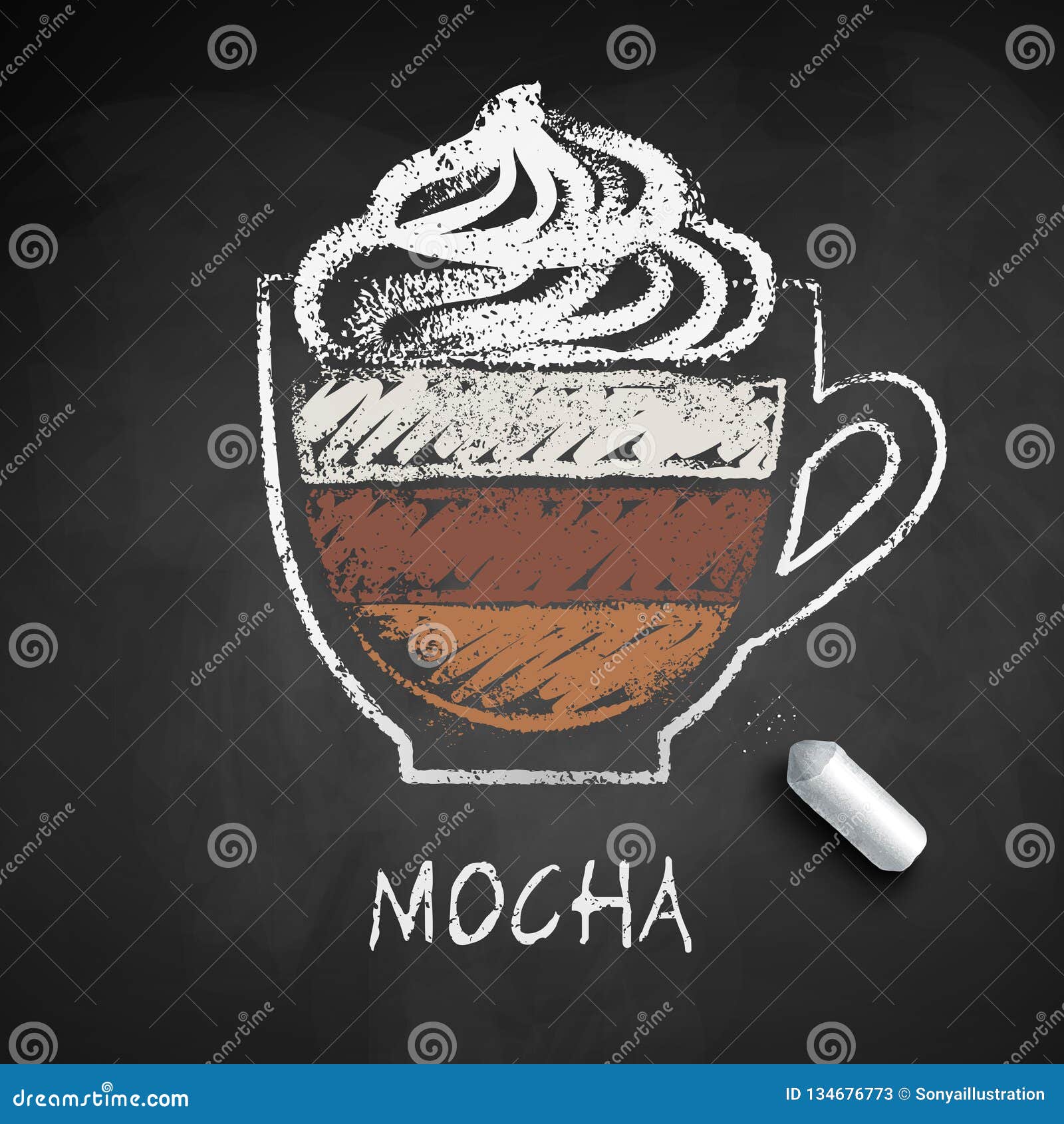 Vector Sketch of Mocha Coffee Stock Vector - Illustration of decaf ...