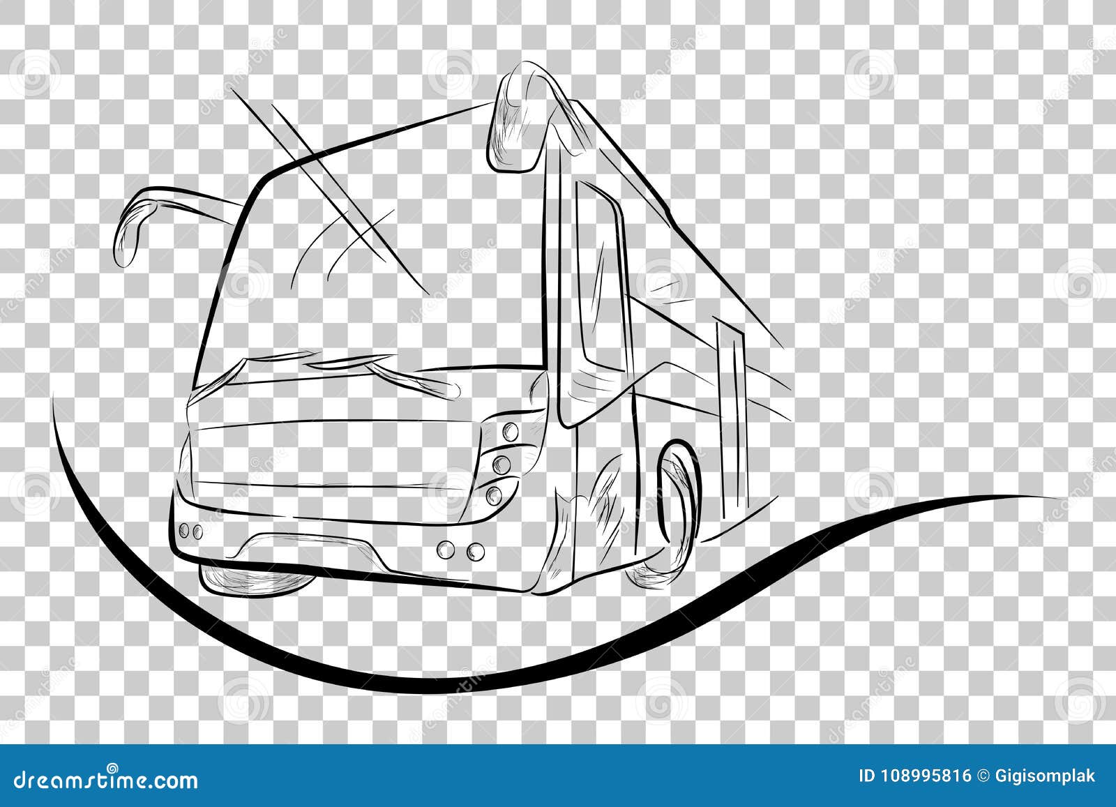 Sketch of Modern Big Bus, Low Angle Perspective, at Transparent Effect ...