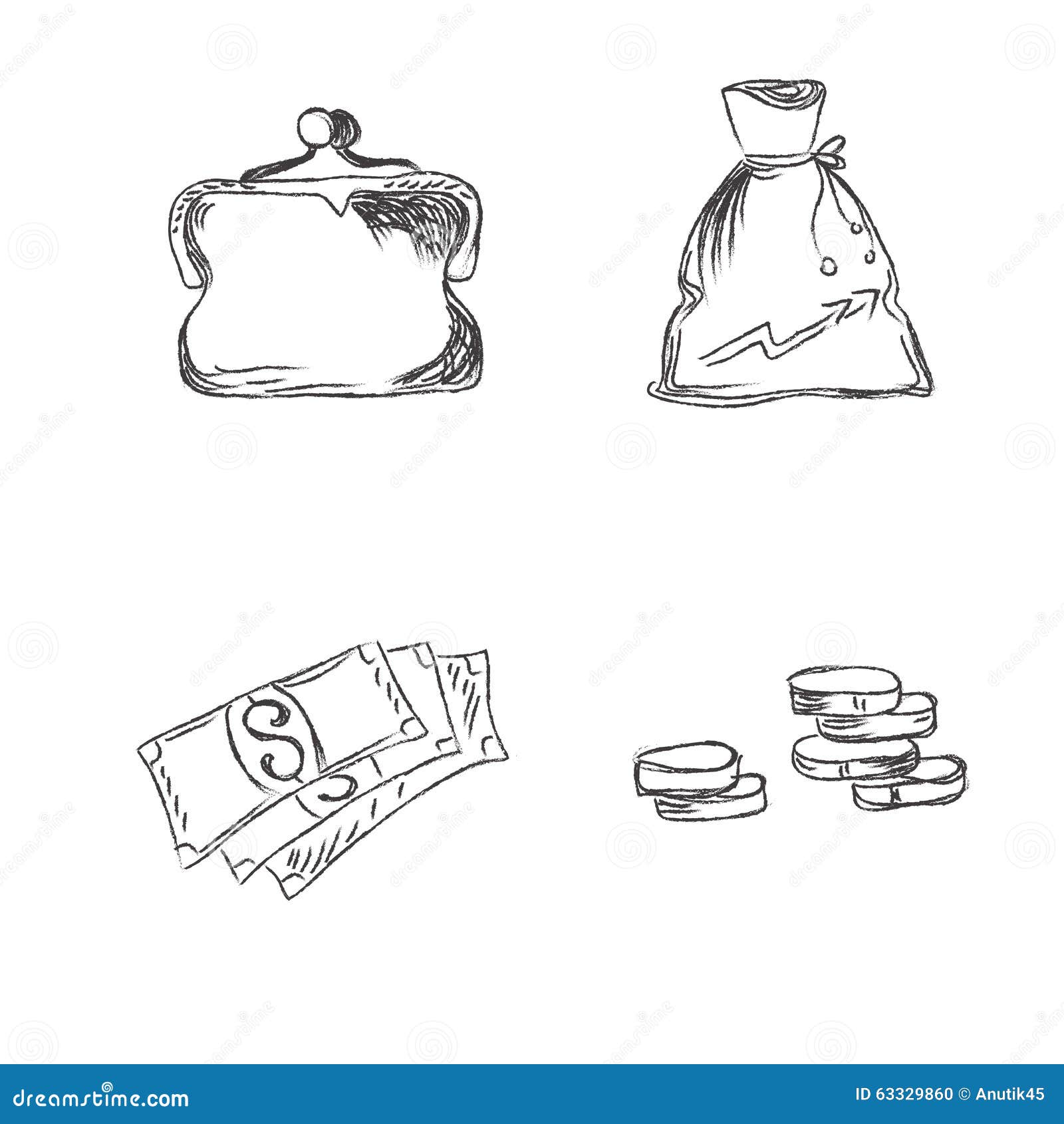 Vector, Sketch, Money, Icons Stock Illustration - Image: 63329860