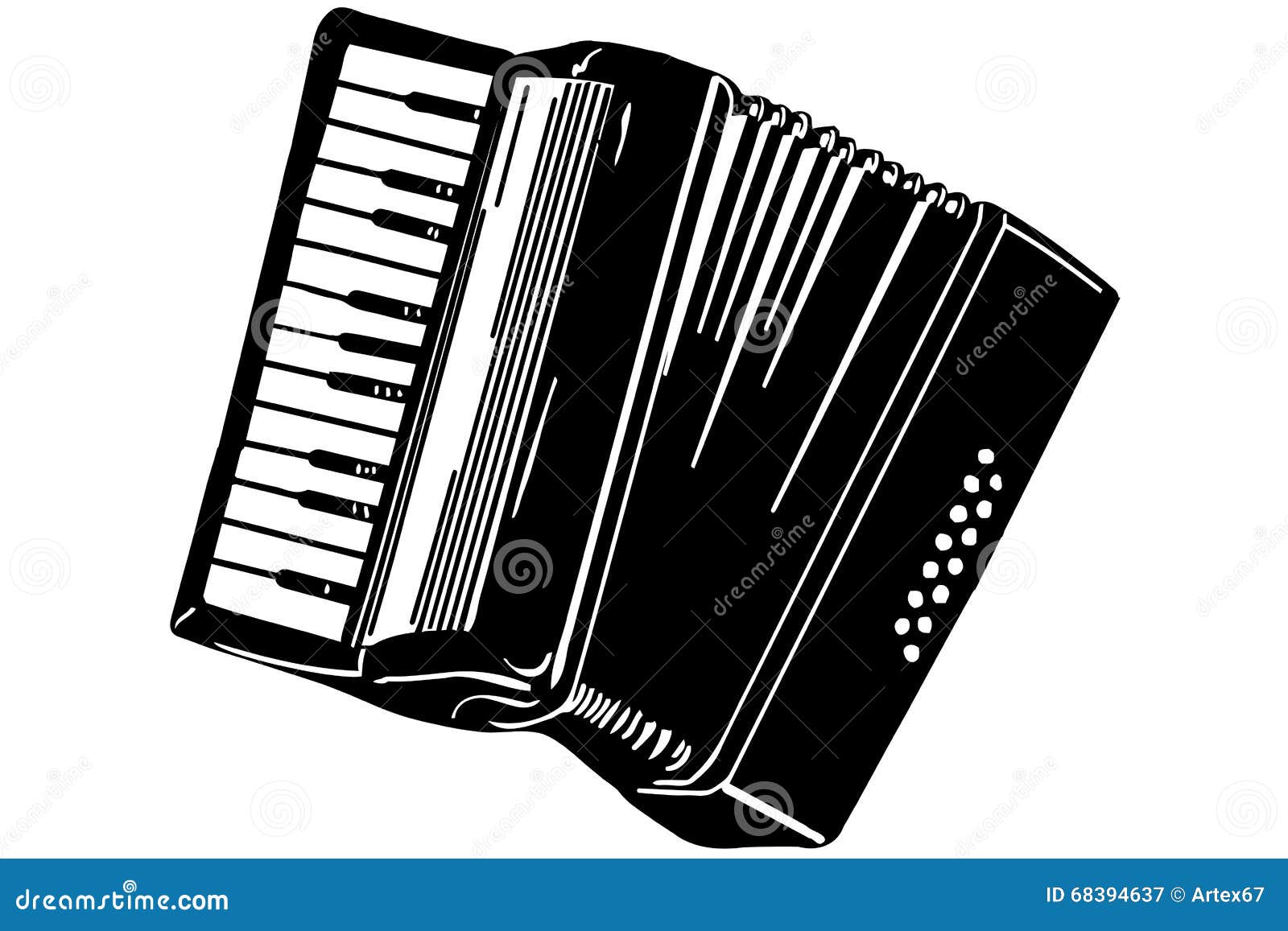 Vector Sketch Of A Musical Instrument Accordion Stock Vector