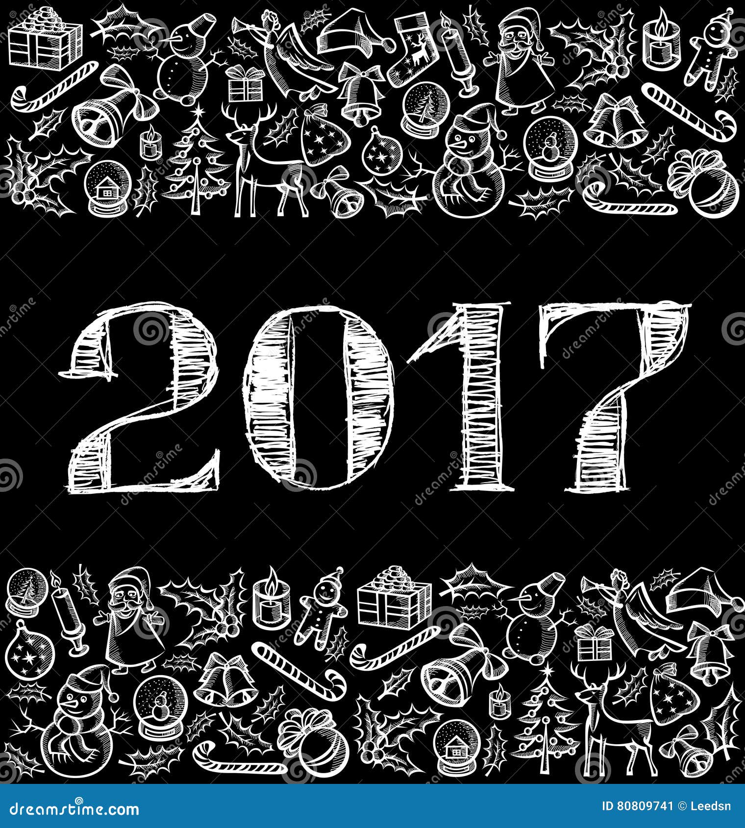 Vector sketch numbers 2017 stock vector. Illustration of sketch - 80809741