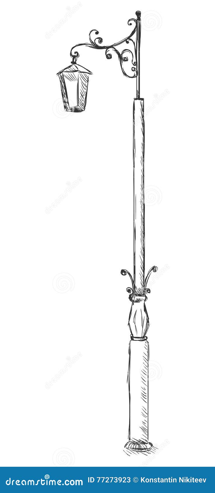 Old Fashioned Street Lamps Drawing