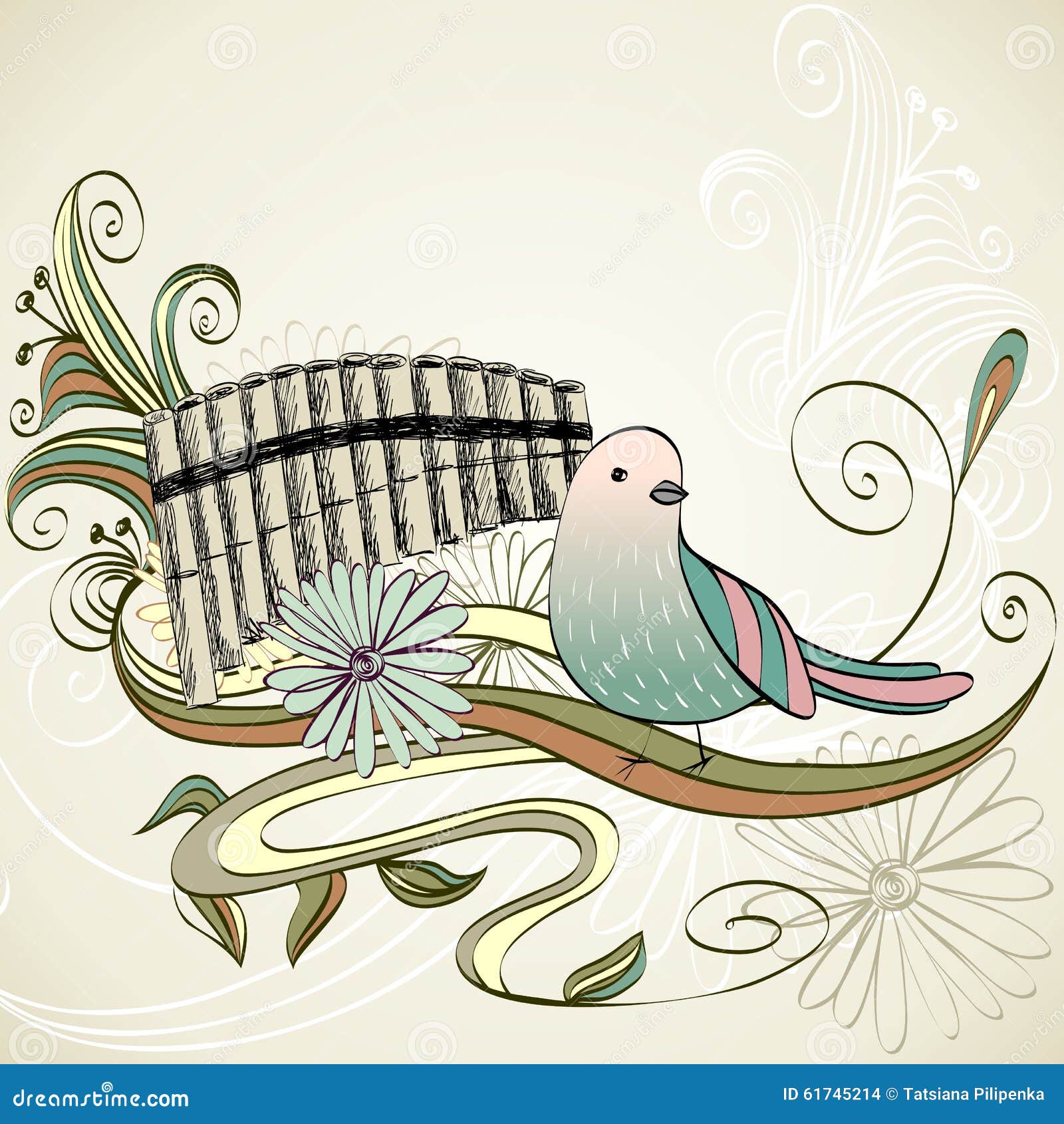 Vector Sketch Panpipe stock vector. Illustration of musical - 61745214