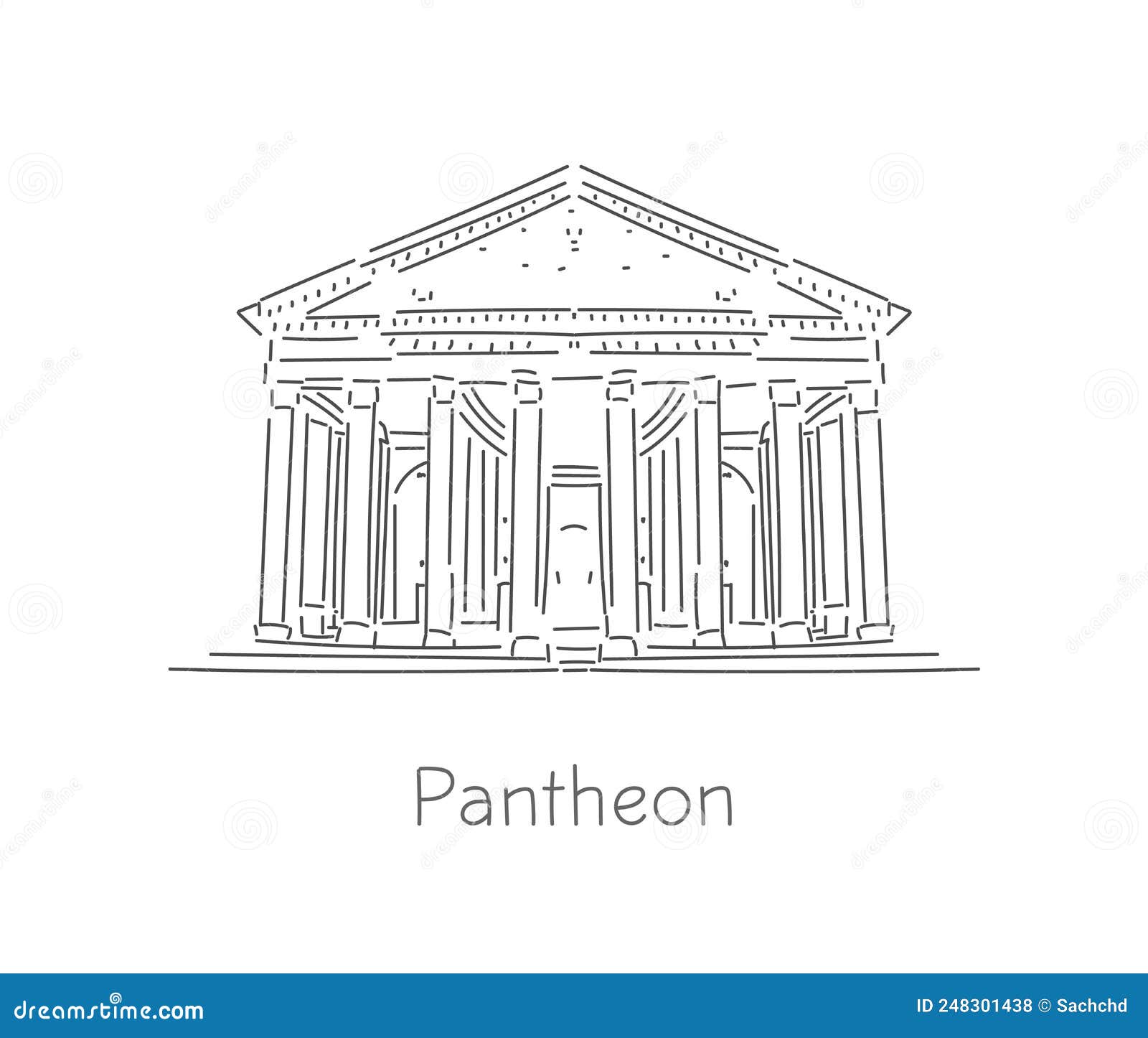 Vector Sketch of a Pantheon Stock Vector - Illustration of drawing ...
