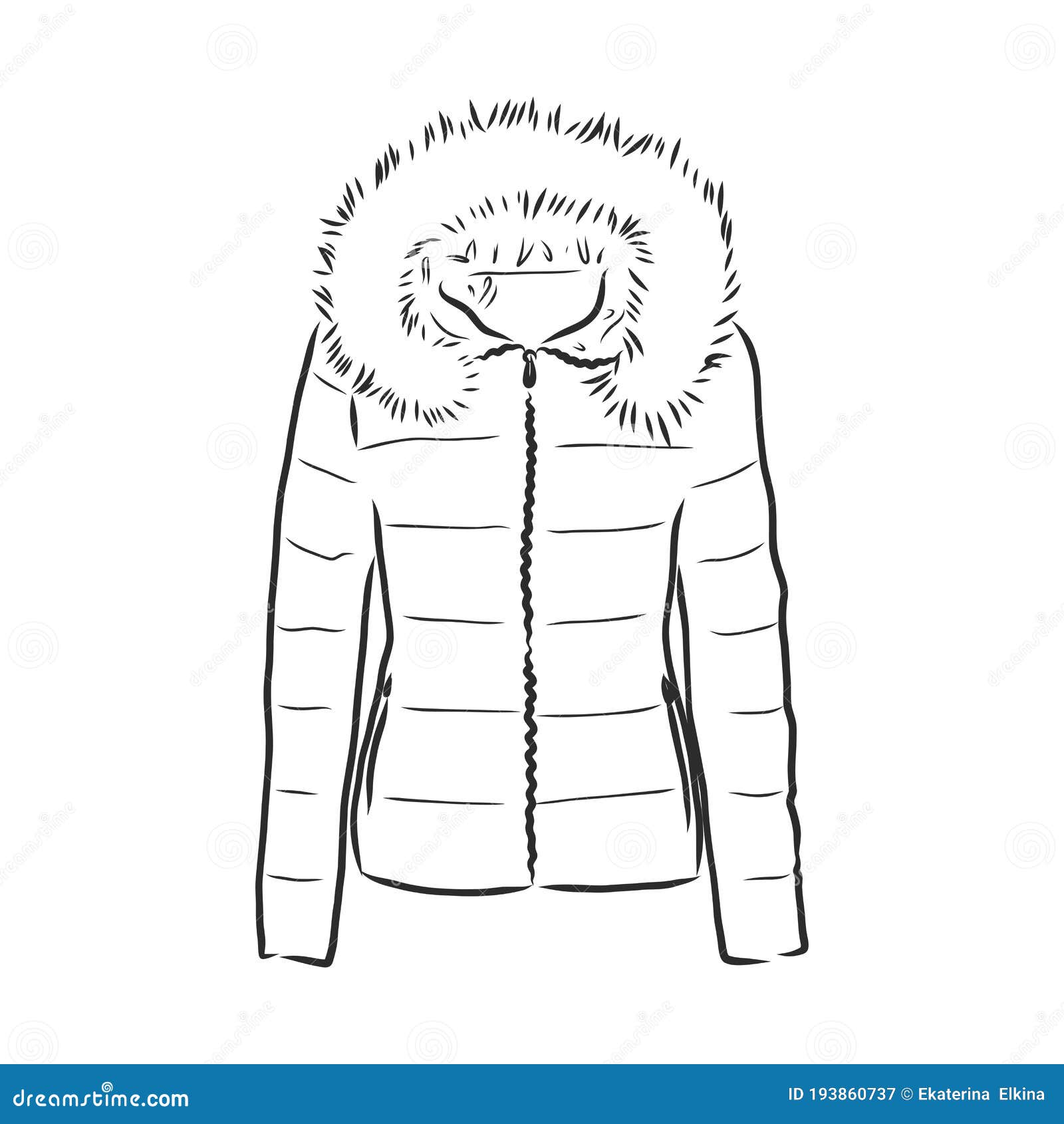 Vector Sketch Parka Jacket. Winter Outerwear. Warm Jacket, Vector ...