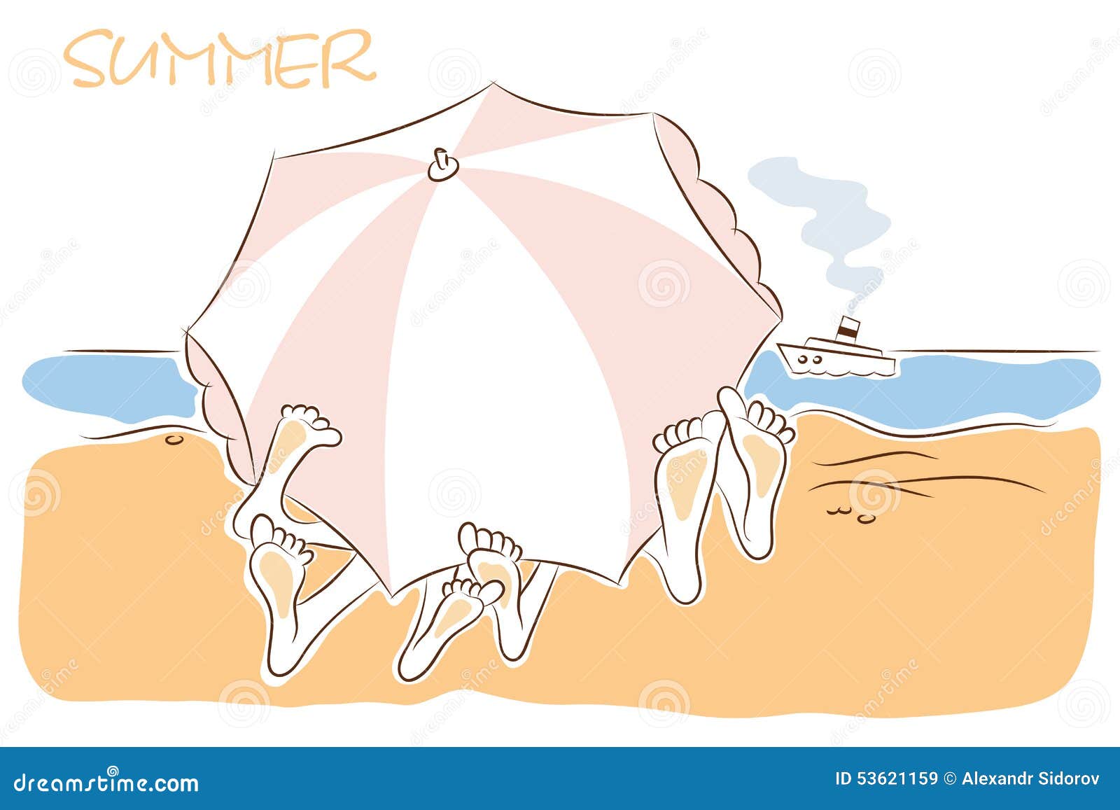 Vector Sketch - People Relax on the Sea Beach Stock Illustration ...