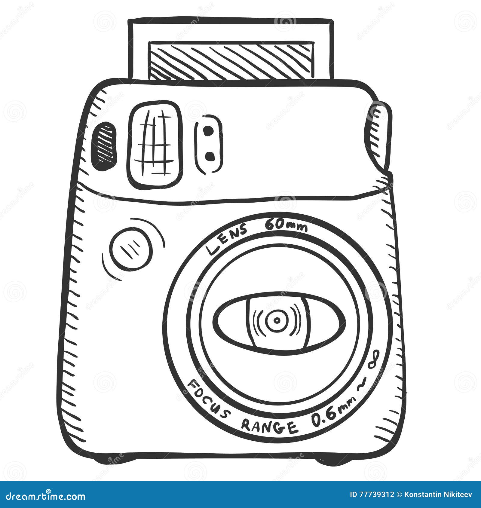 Vector Sketch Photo Camera. Front View. Stock Vector - Illustration of ...
