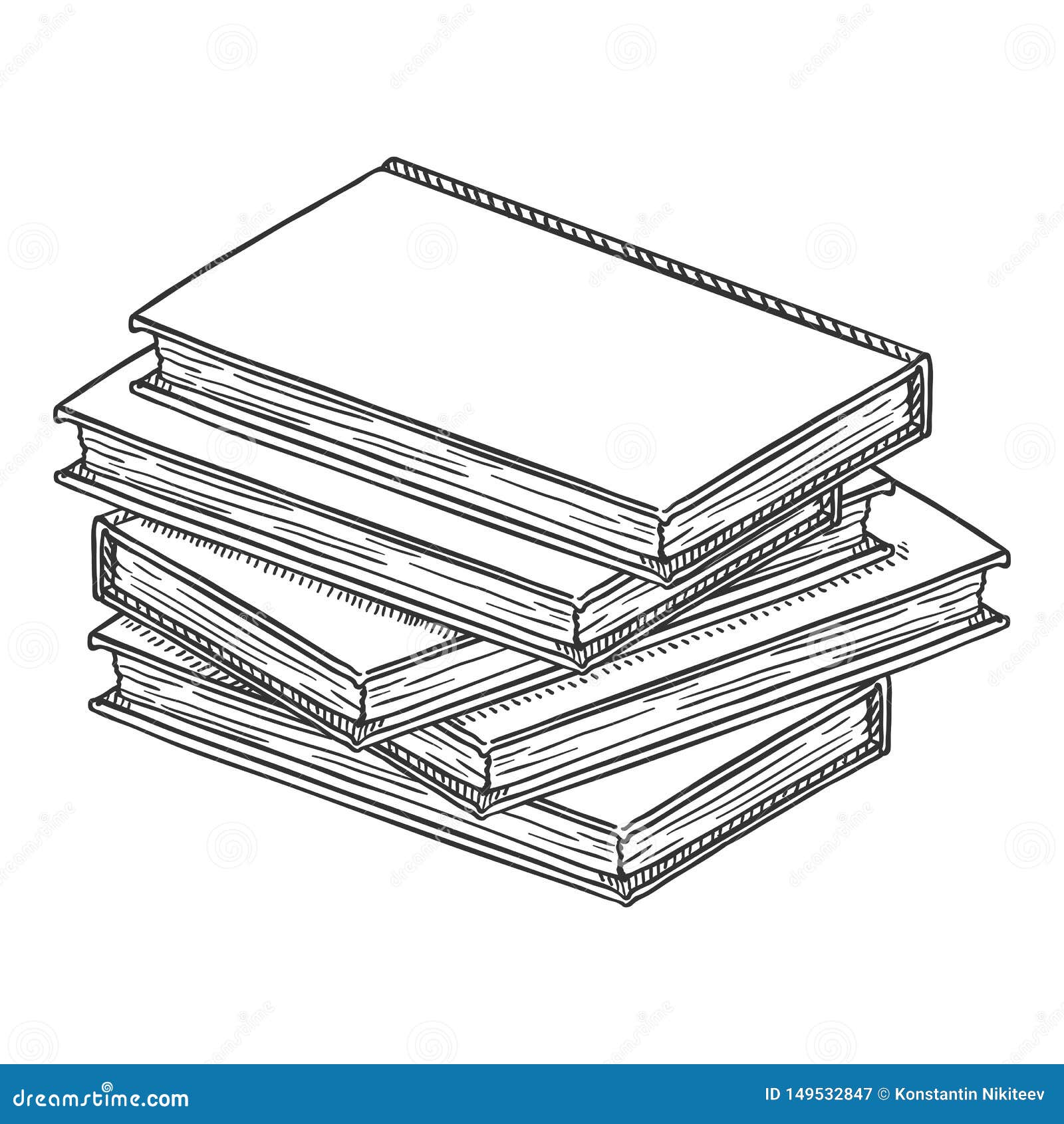 Vector Sketch Pile of Hardcover Books Stock Vector - Illustration of ...