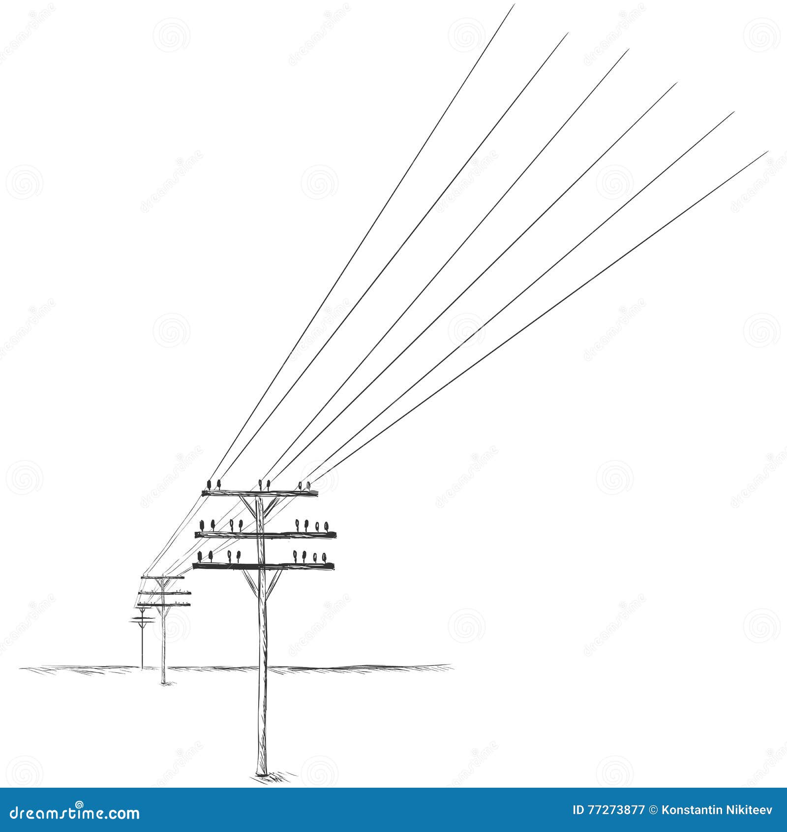 Vector Sketch Power Line stock vector. Illustration of energy - 77273877