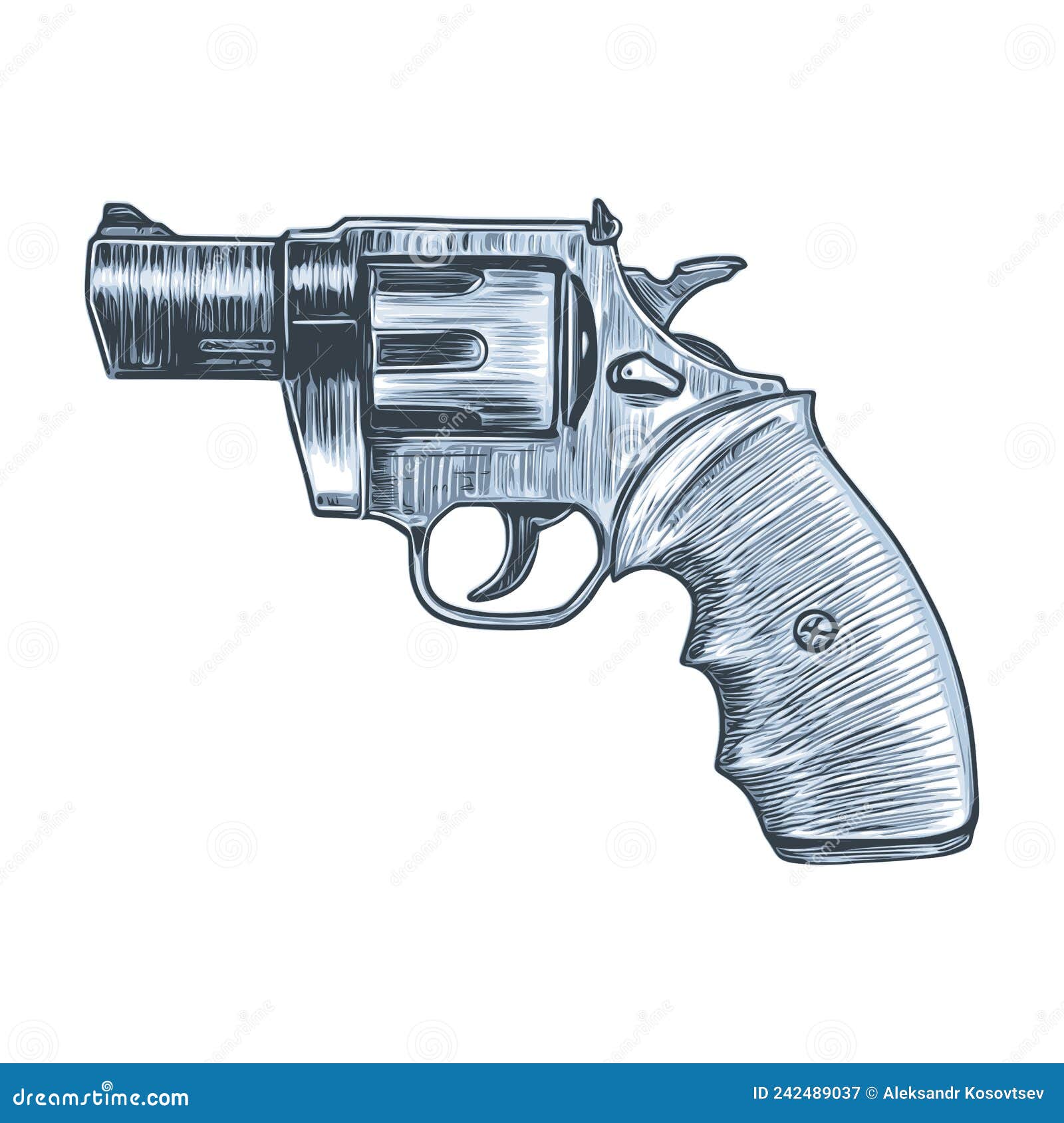 Vector Sketch of a Revolver Side View Stock Vector - Illustration of ...