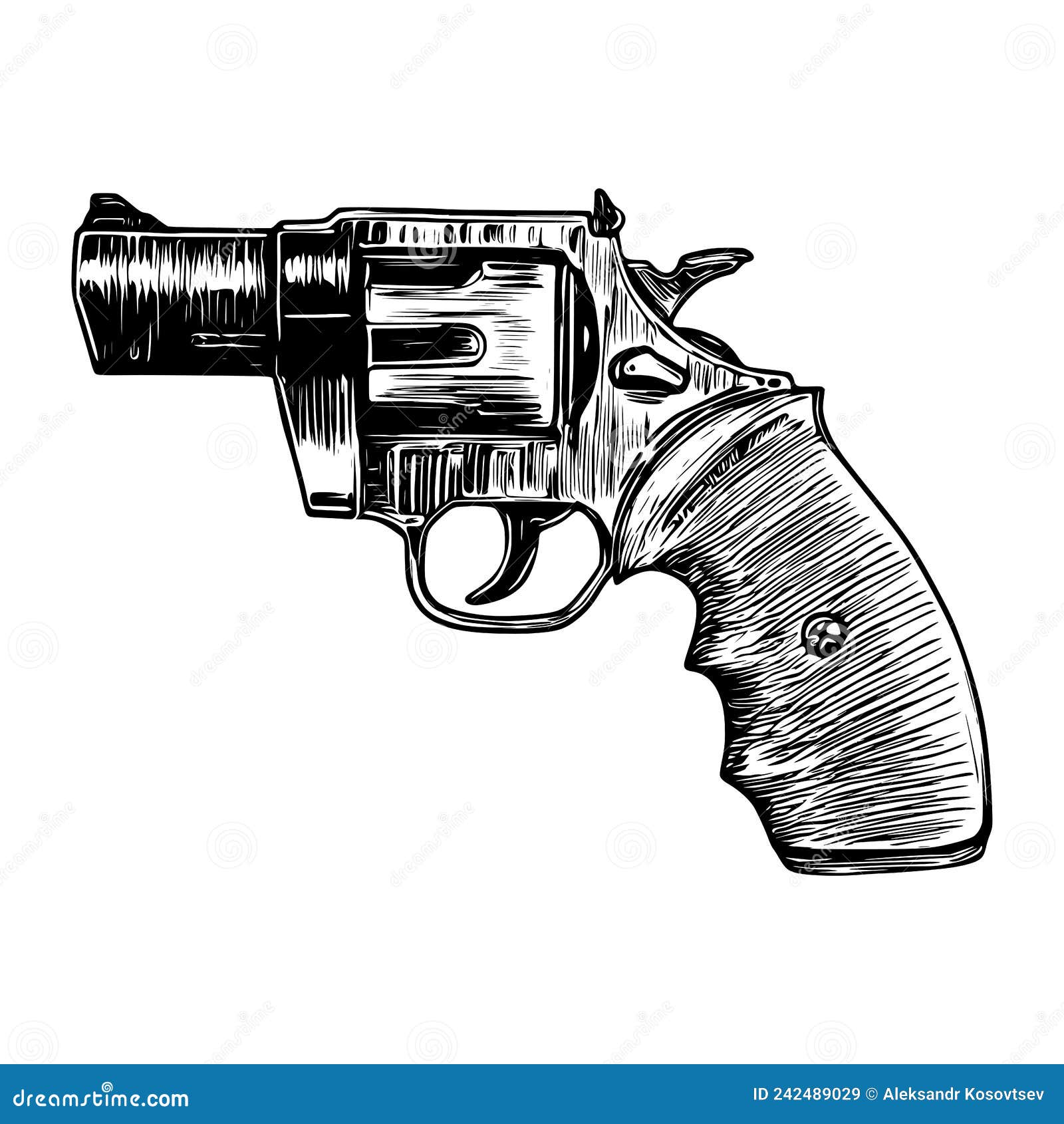 Revolver Side View Gun Vector Icon. Bullet Pistol Western Handgun ...