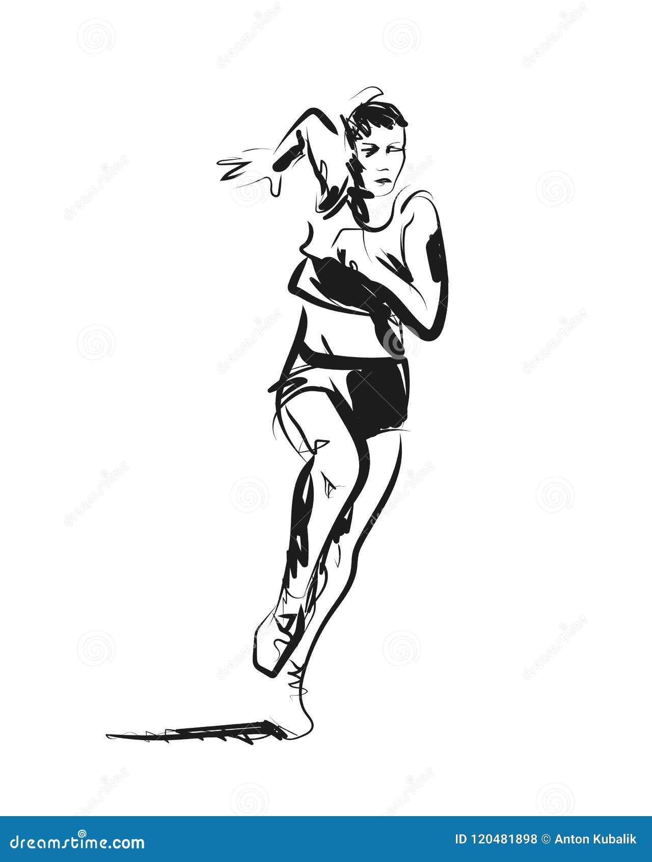 Vector Sketch of Running Woman Stock Vector - Illustration of girl ...