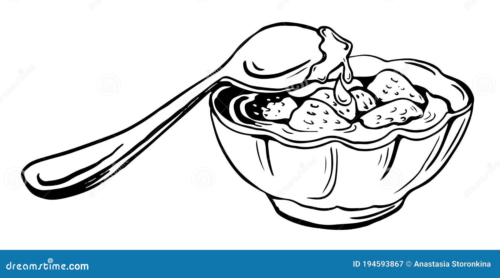 Vector Sketch of Saucer with Strawberry Jam and a Spoon Stock Vector ...