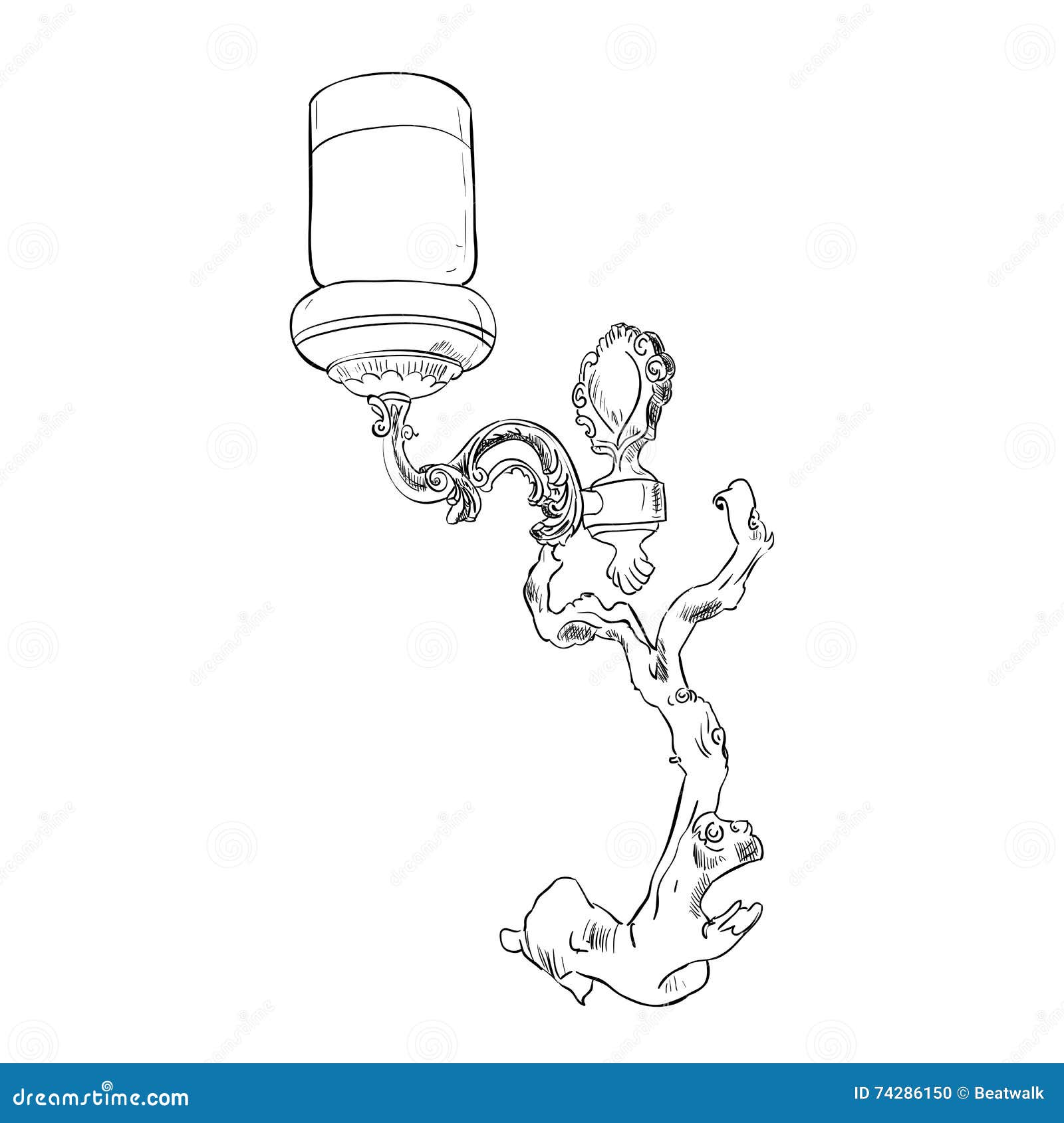 Vector sketch of sconce stock vector. Illustration of light - 74286150