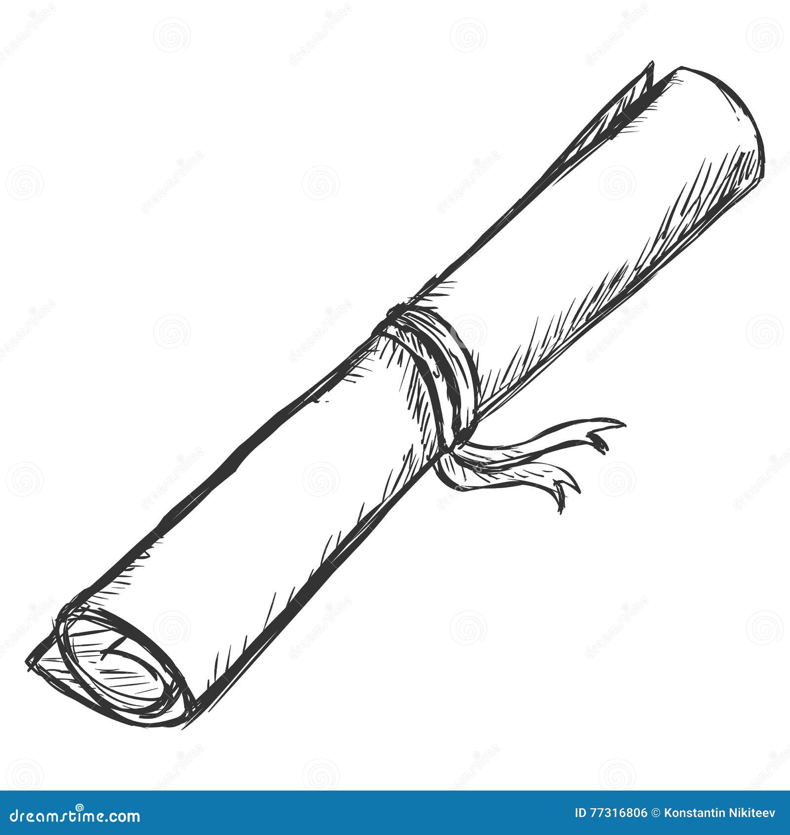 Vector Sketch Scroll with Ribbon Stock Vector - Illustration of award ...