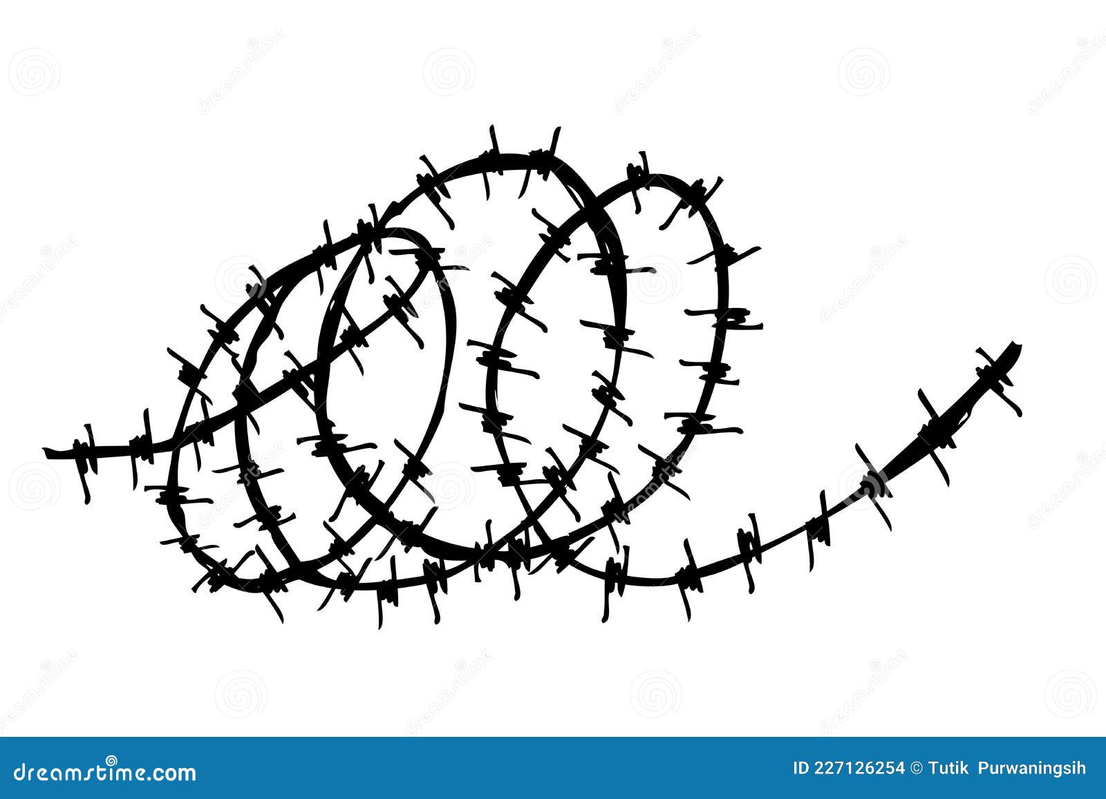 Vector Sketch of Seam Curl Barbed Wire Stock Vector - Illustration of ...