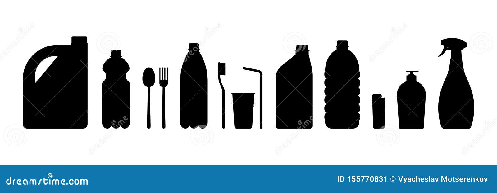 Vector Sketch Set of Plastic Items on a White Background Stock Vector ...