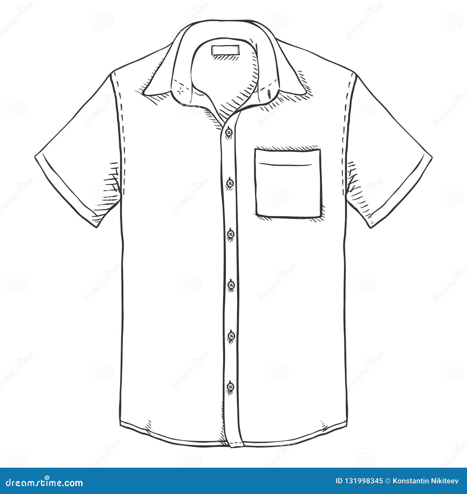 Vector Sketch Short Sleeve Men Shirt Stock Vector Illustration Of