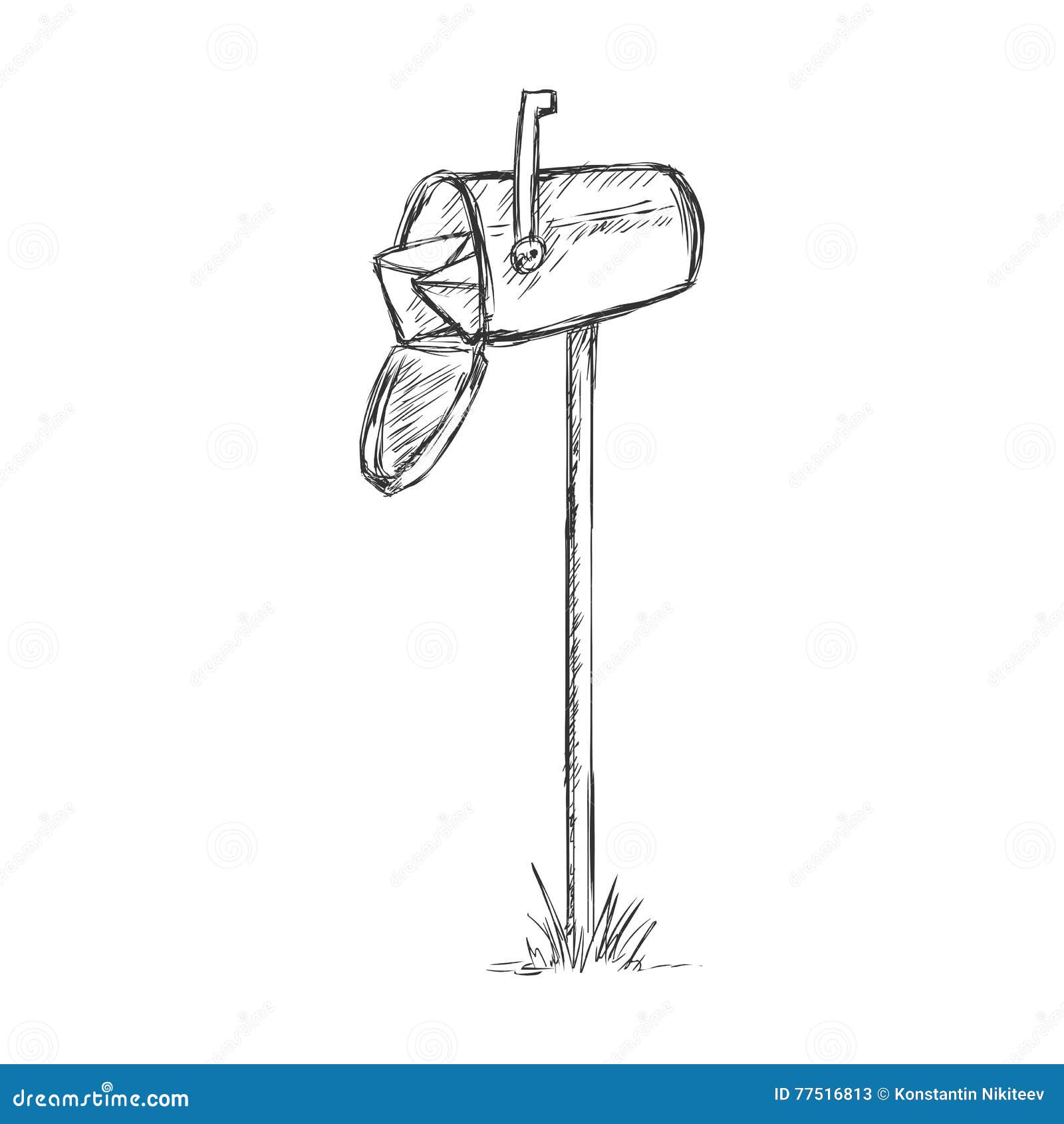 Vector Sketch Single Mailbox Stock Vector - Illustration of mail ...