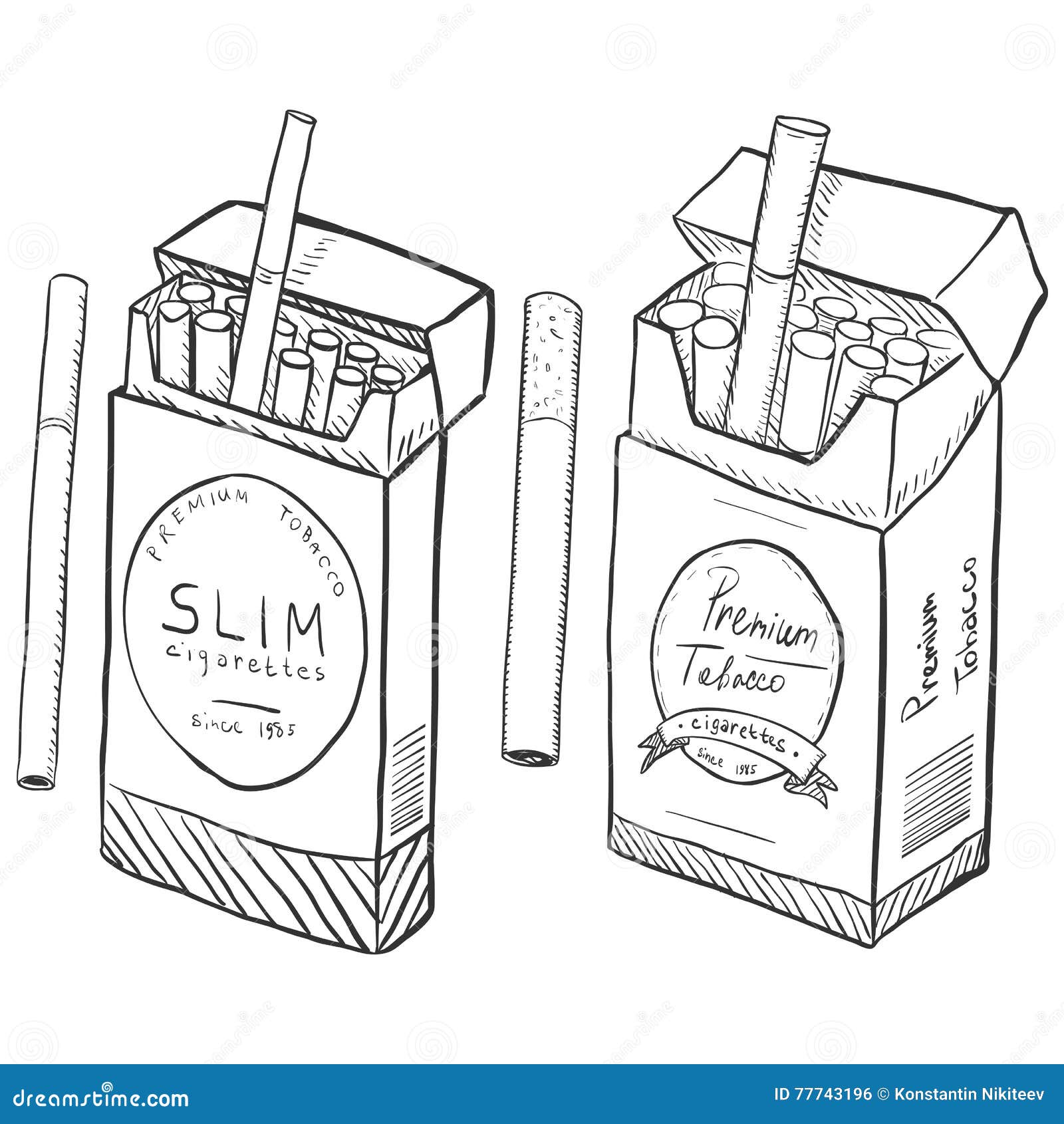 Vector Sketch Slim and Regular Cigarette Boxes Stock Vector ...