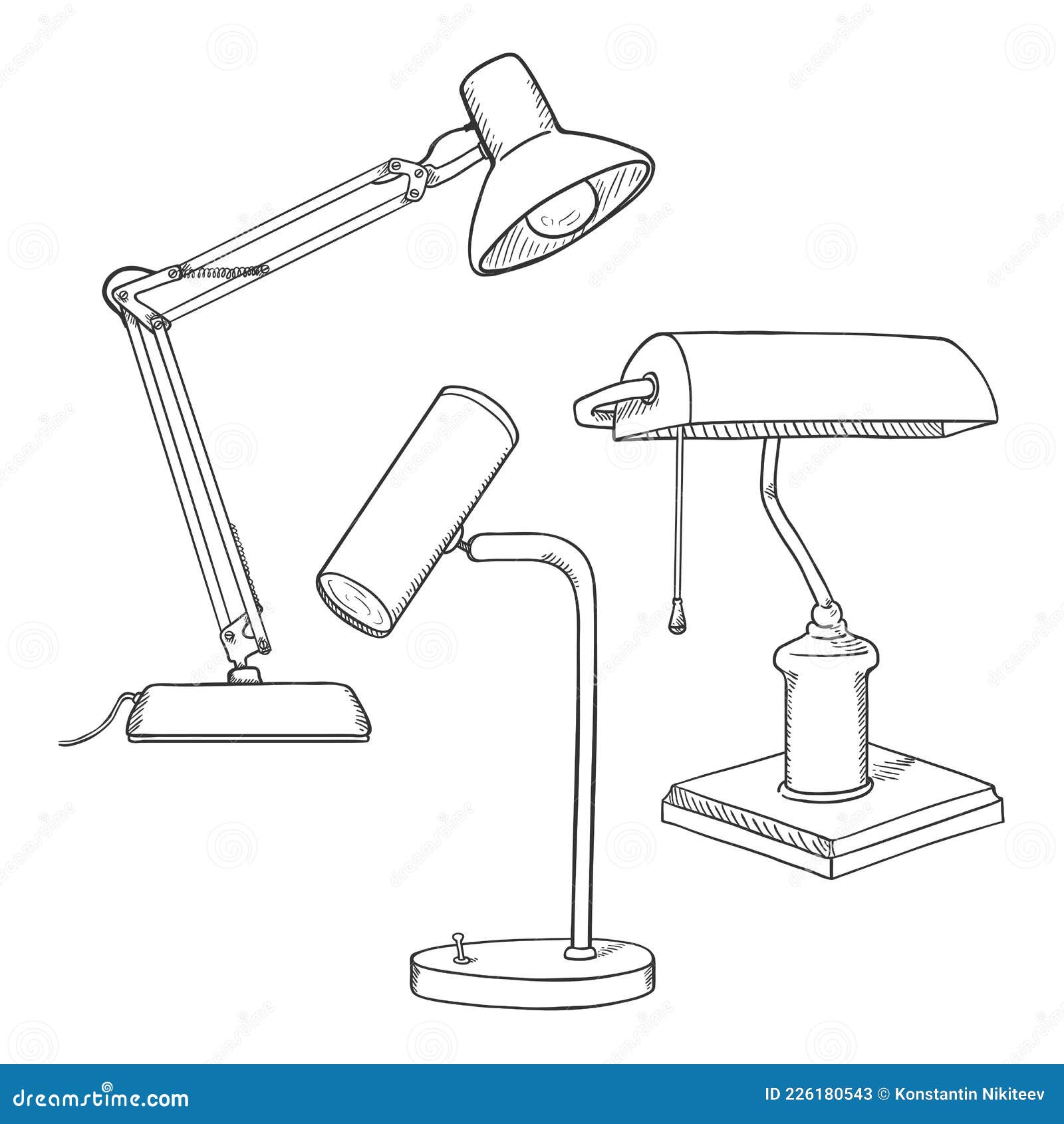 Vector Sketch Table Lamp Illustrations Stock Vector - Illustration of ...