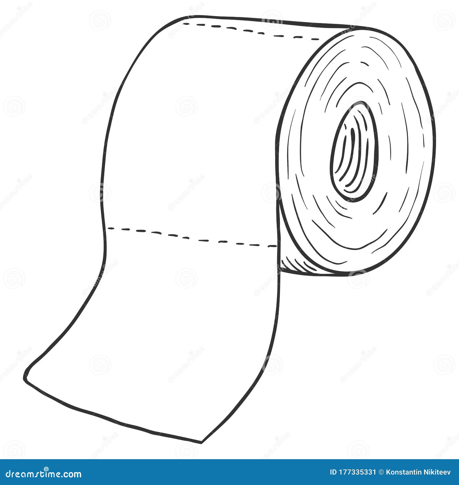 Vector Sketch Toilet Paper stock vector. Illustration of draw - 177335331