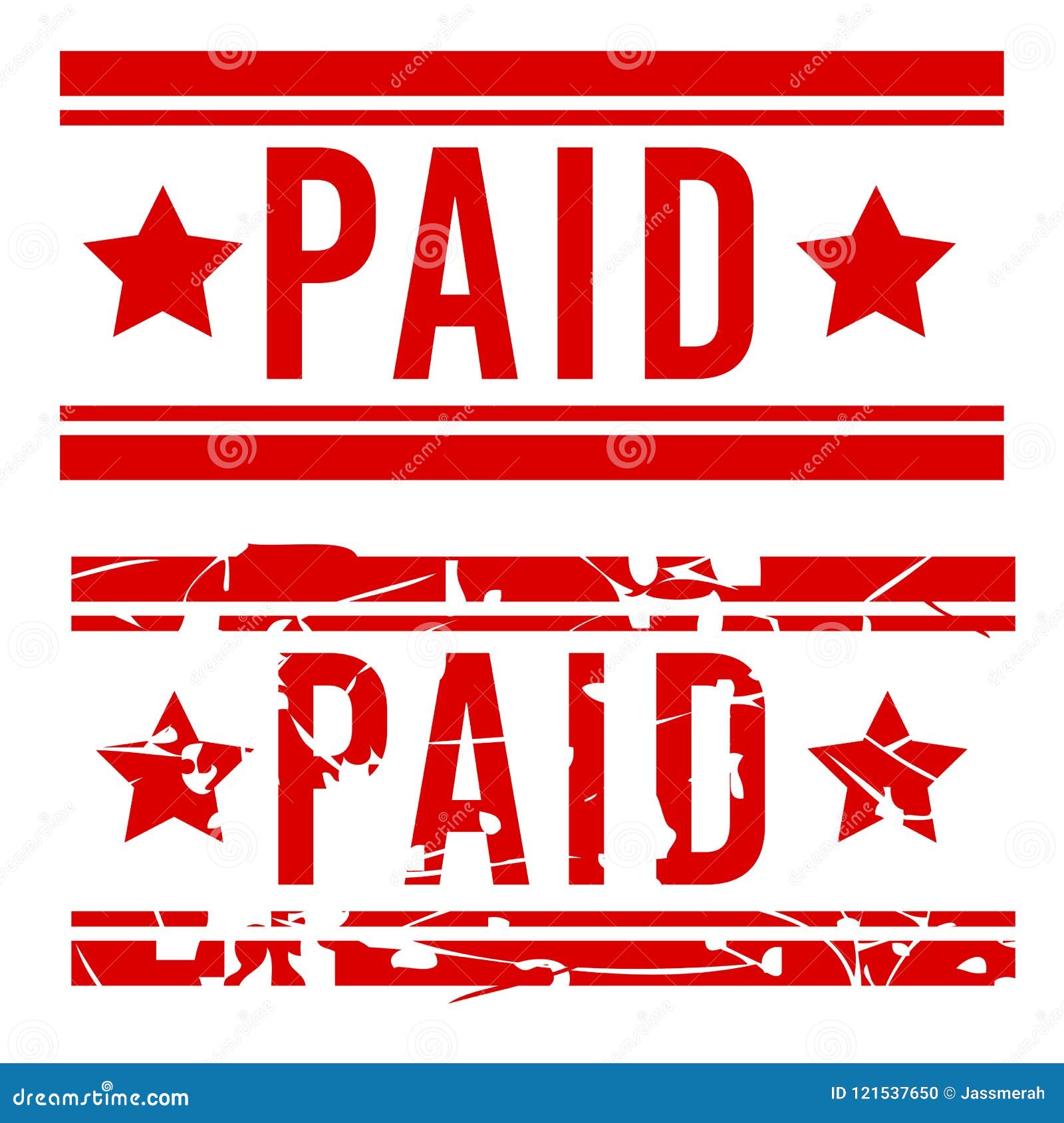 Two Style of Red Rubber Stamp, Paid with Star Stock Vector ...