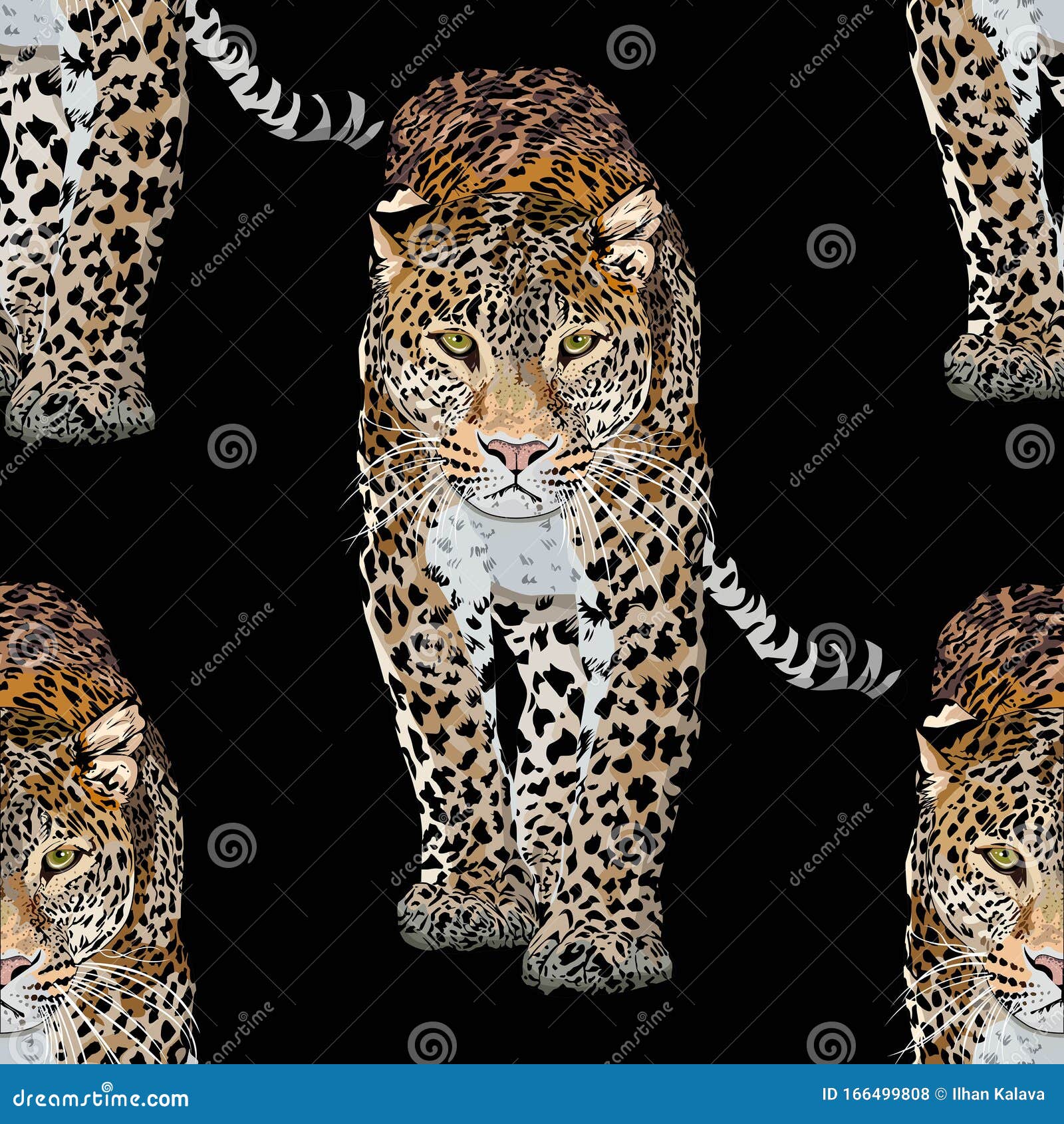 Vector Sketch of Walks Leopard.Seamless Leo Pattern.Animal Print ...