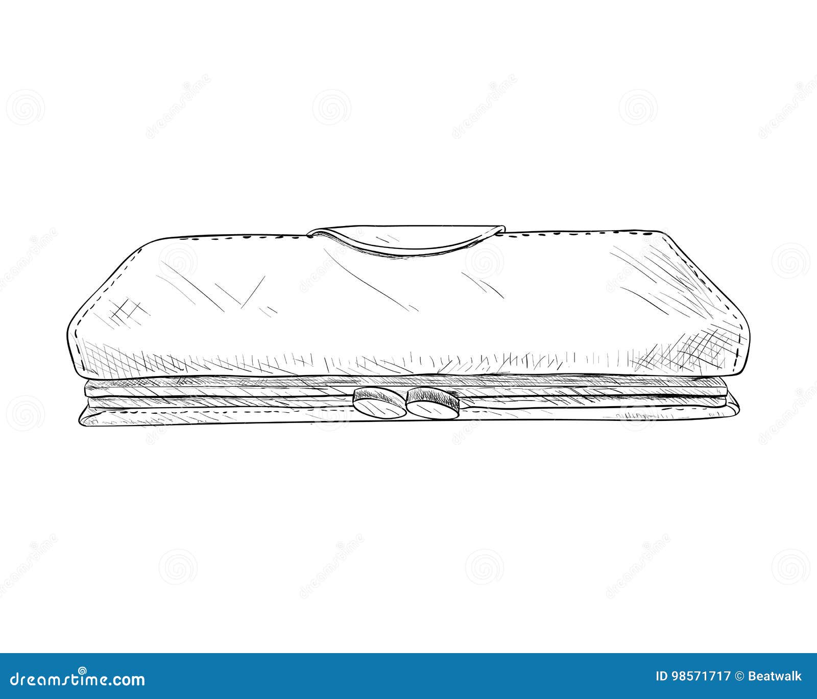 Vector sketch of wallet. stock vector. Illustration of isolated - 98571717